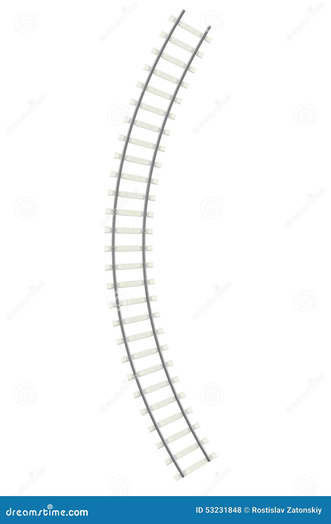 Curved Railway on White Background. Stock Illustration - Illustration ...