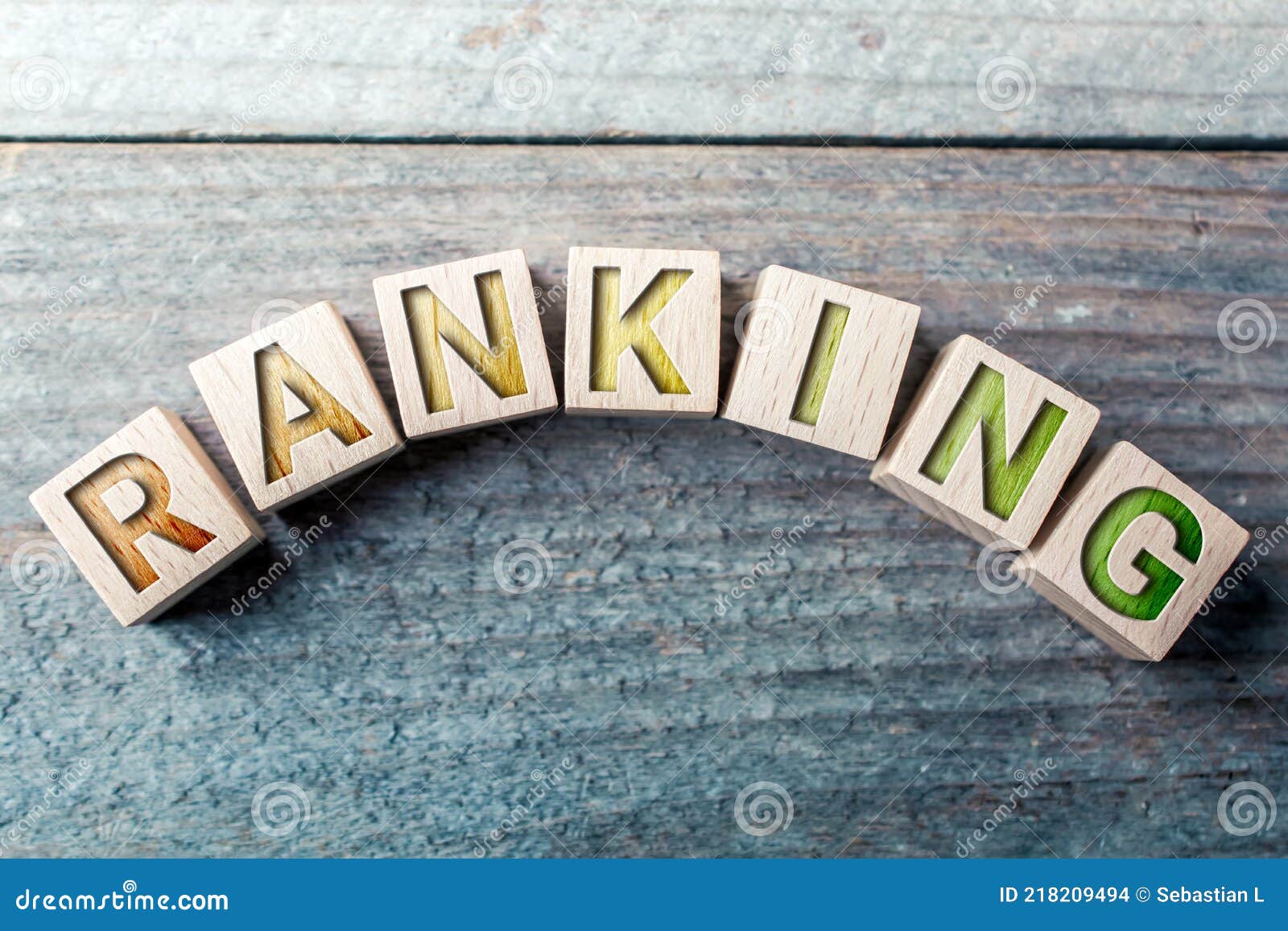 Curved Ranking Formed by Wooden Blocks on a Board - Quality Concept ...