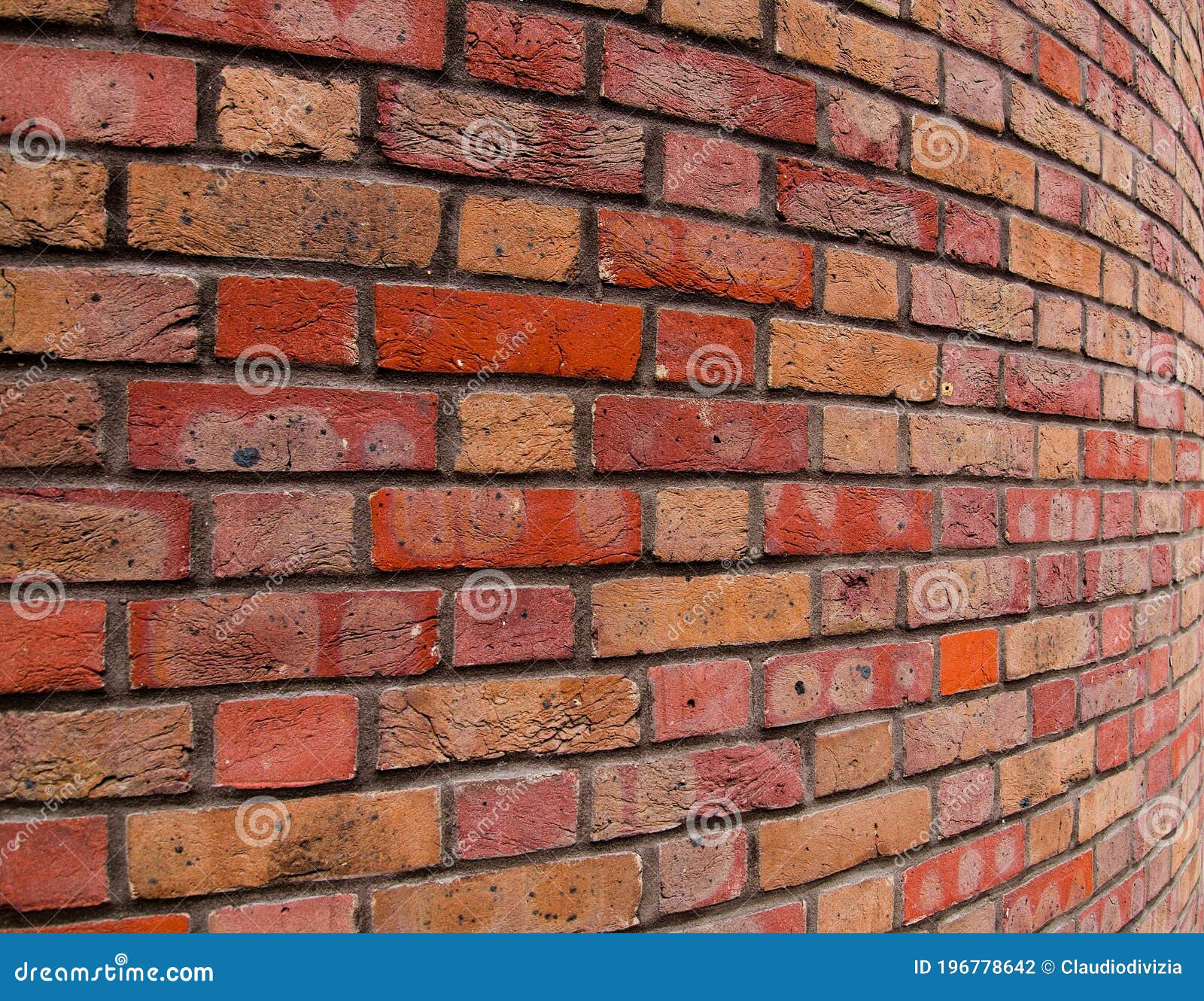 Curved Red Brick Texture Background in Town Stock Photo - Image of ...