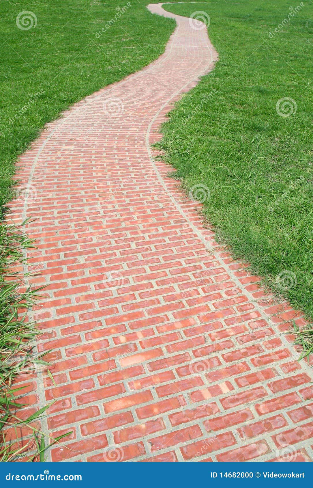 Curved red brick walkway stock photo. Image of outdoors - 14682000