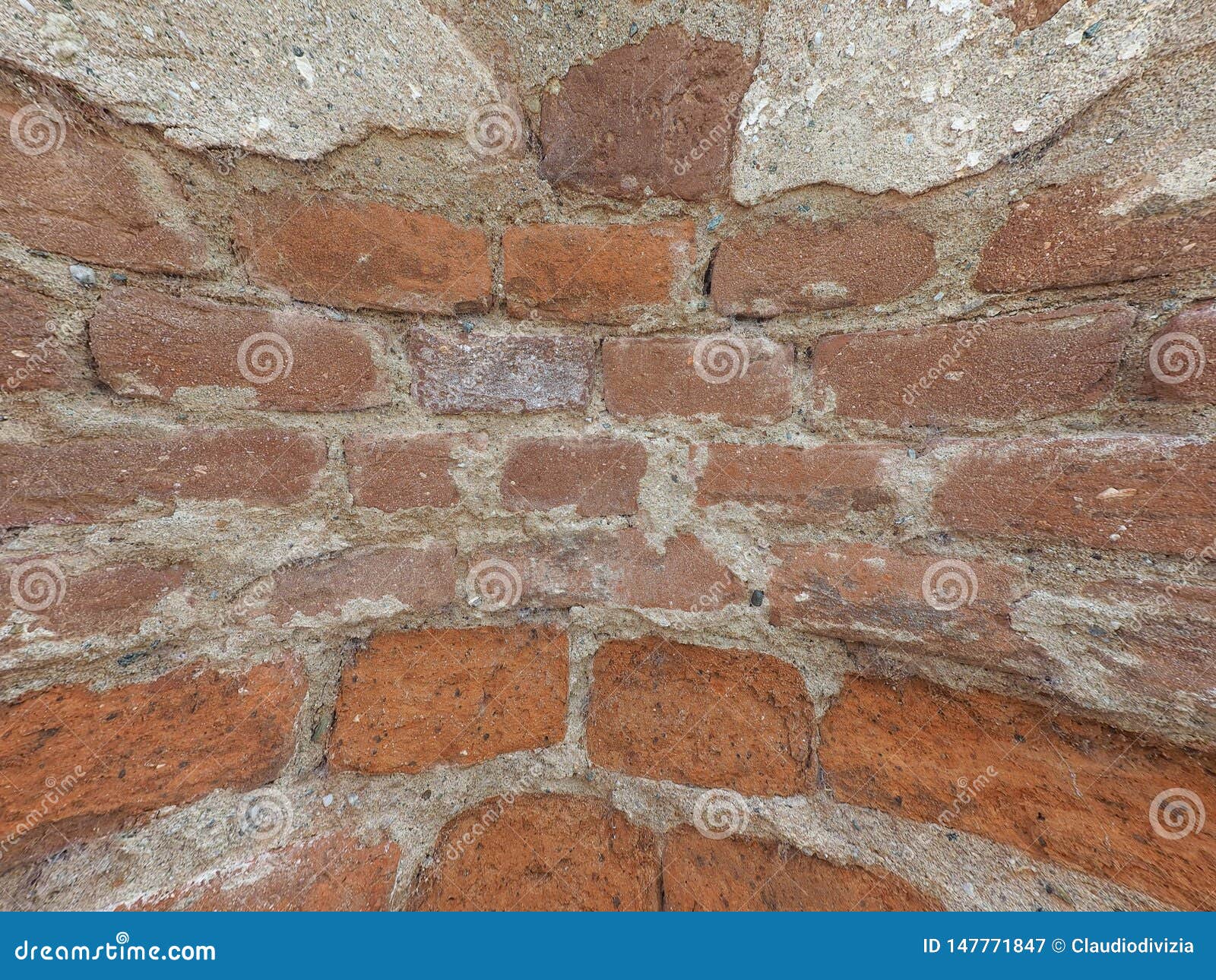 Curved Red Brick Wall Background Stock Image - Image of textured ...
