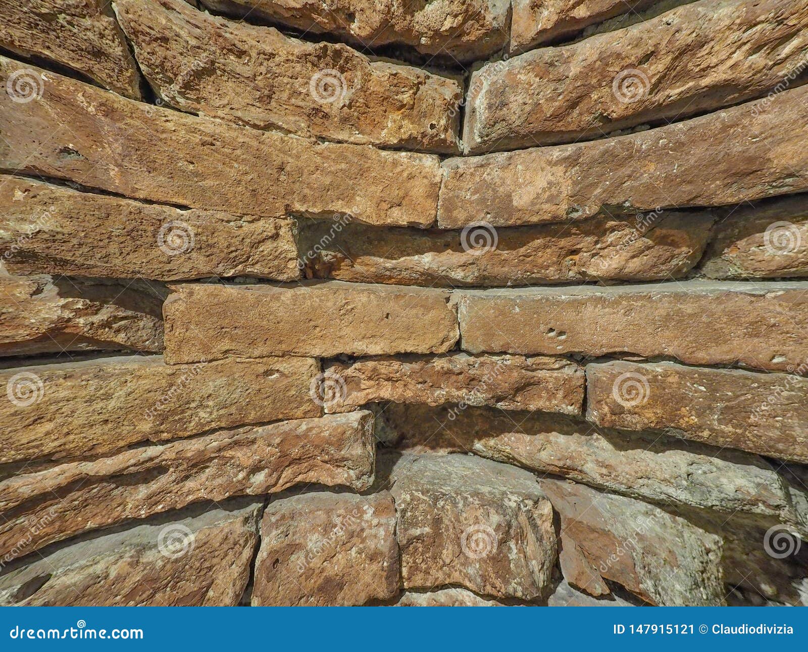 Curved Red Brick Wall Background Stock Image - Image of surface ...