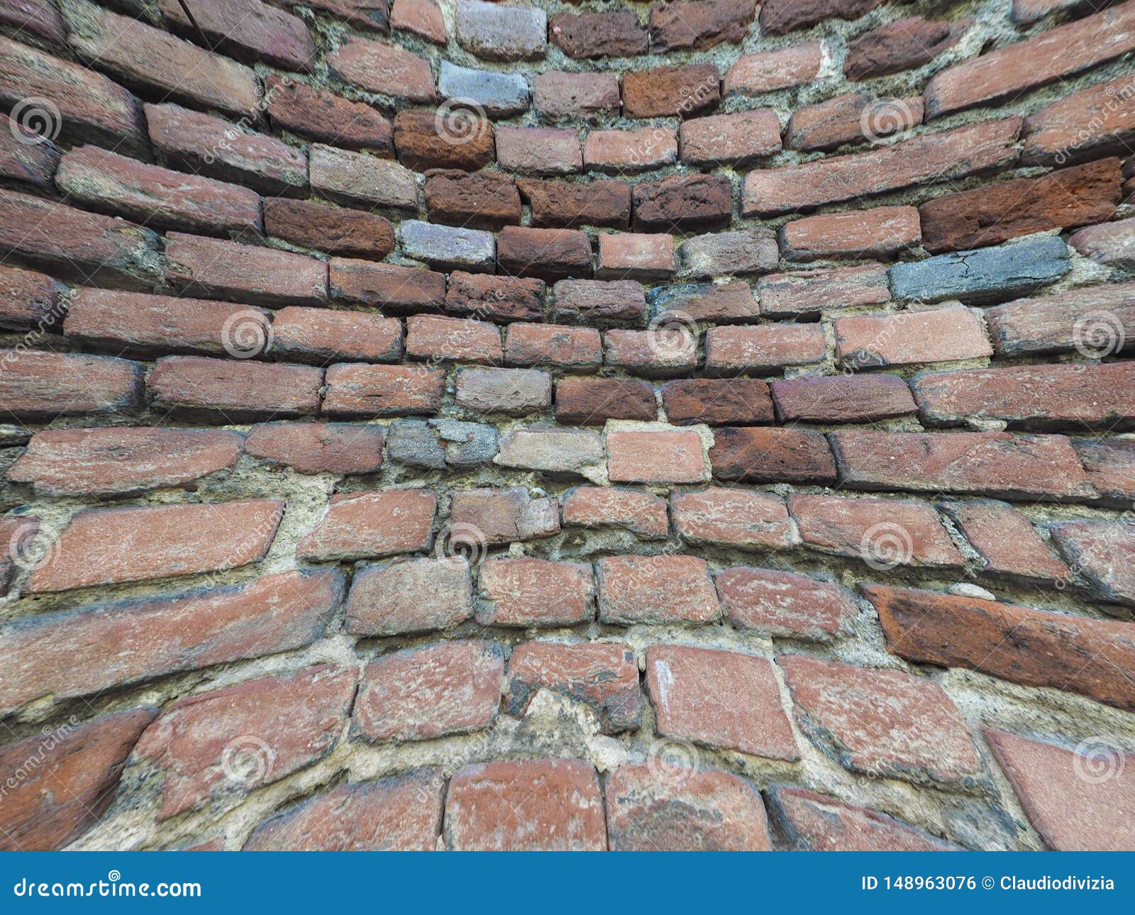 Curved Red Brick Wall Background Stock Photo - Image of architecture ...