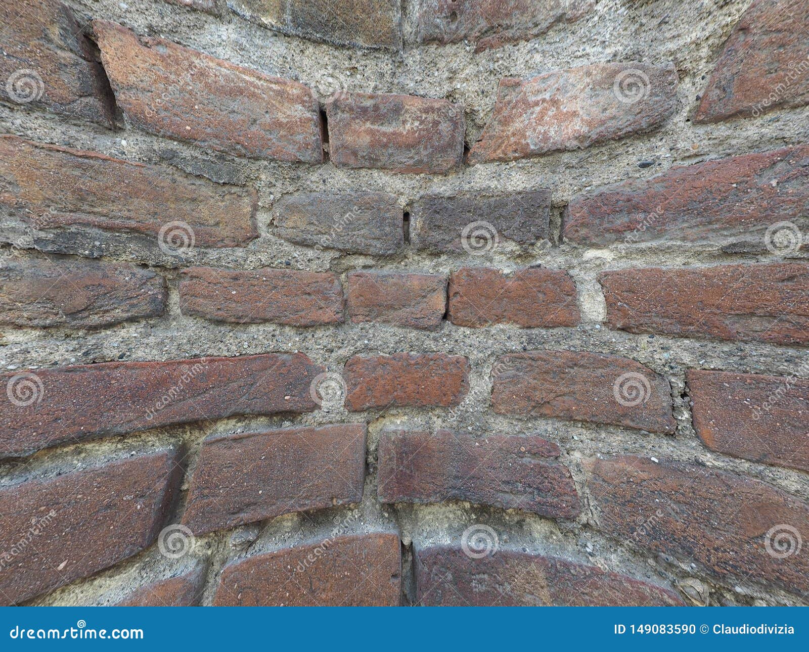 Curved Red Brick Wall Background Stock Photo - Image of pattern ...