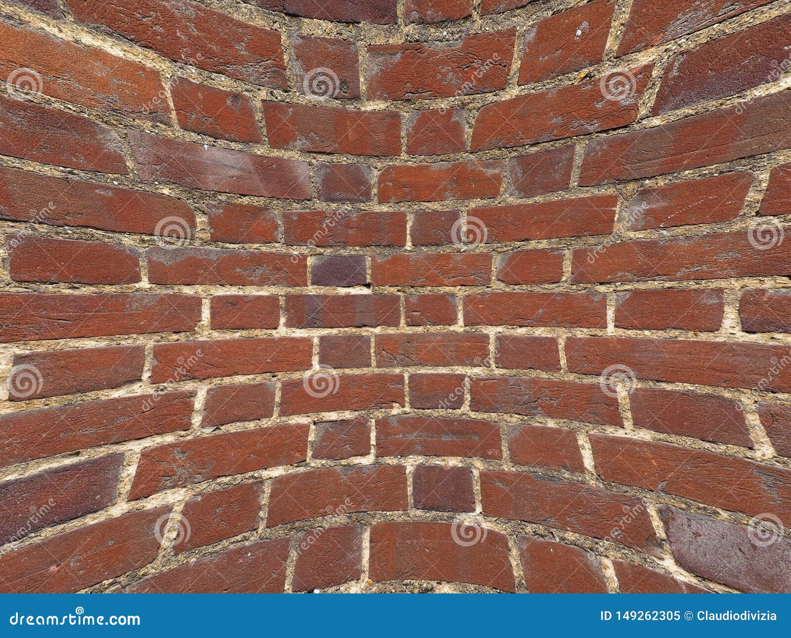 Curved Red Brick Wall Background Stock Image - Image of backdrop ...
