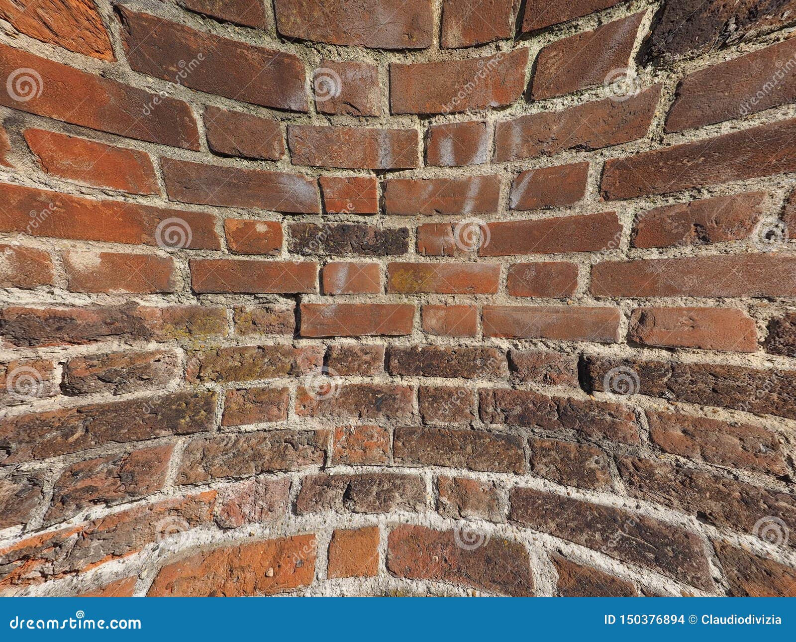 Curved Red Brick Wall Background Stock Photo - Image of backdrop ...