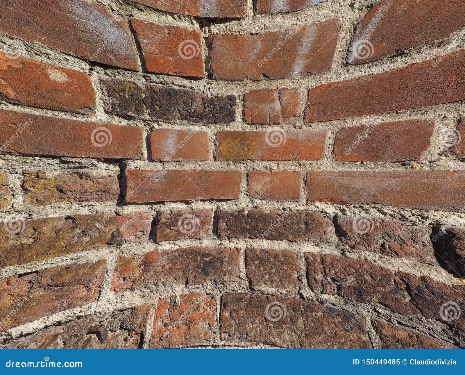 Curved Red Brick Wall Background Stock Image - Image of construction ...