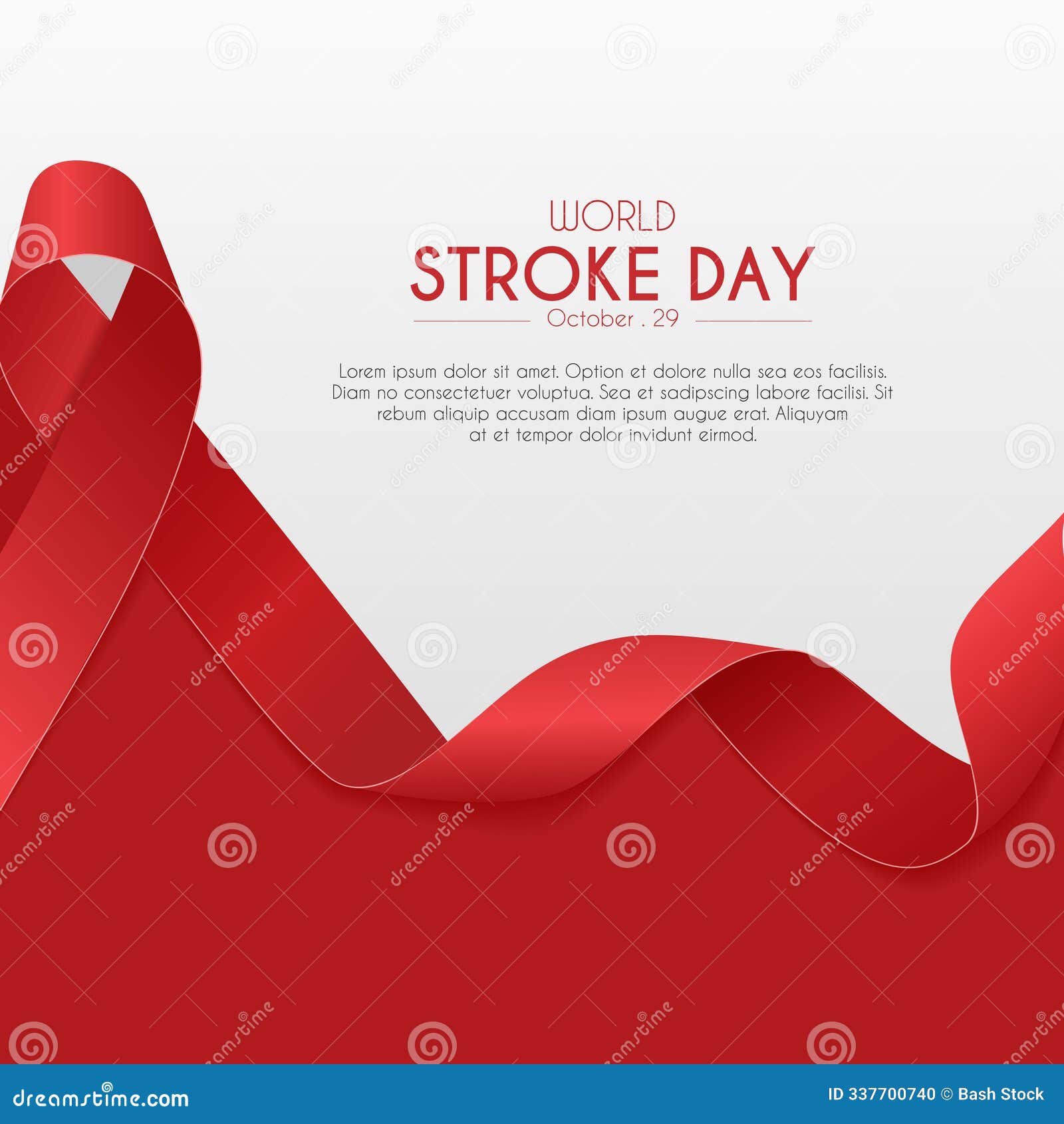 Curved Red Ribbon, Perfect for World Stroke Day Posters Stock ...