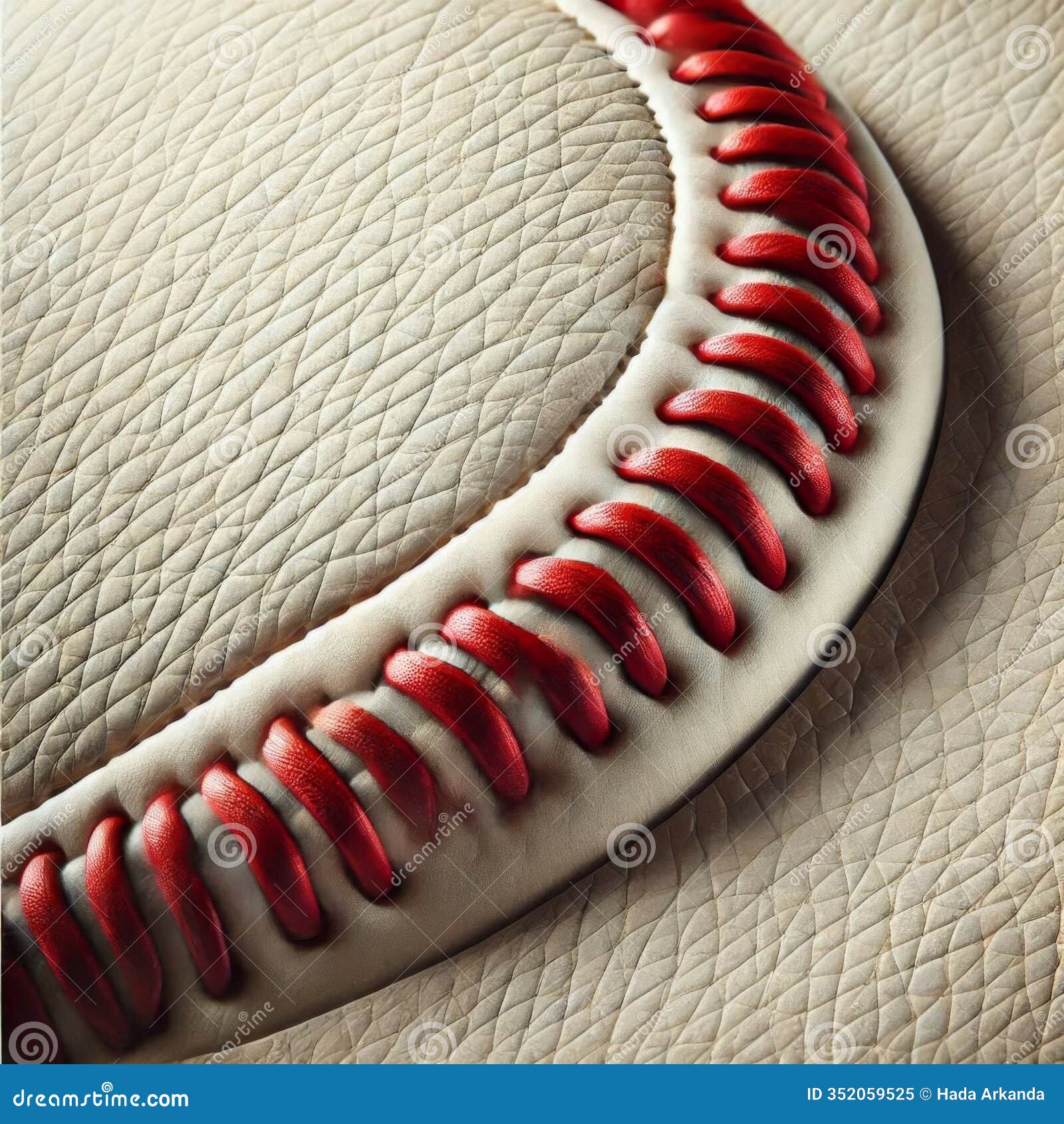 Curved Red Stitching on a Baseball with Space for Text on White Leather ...