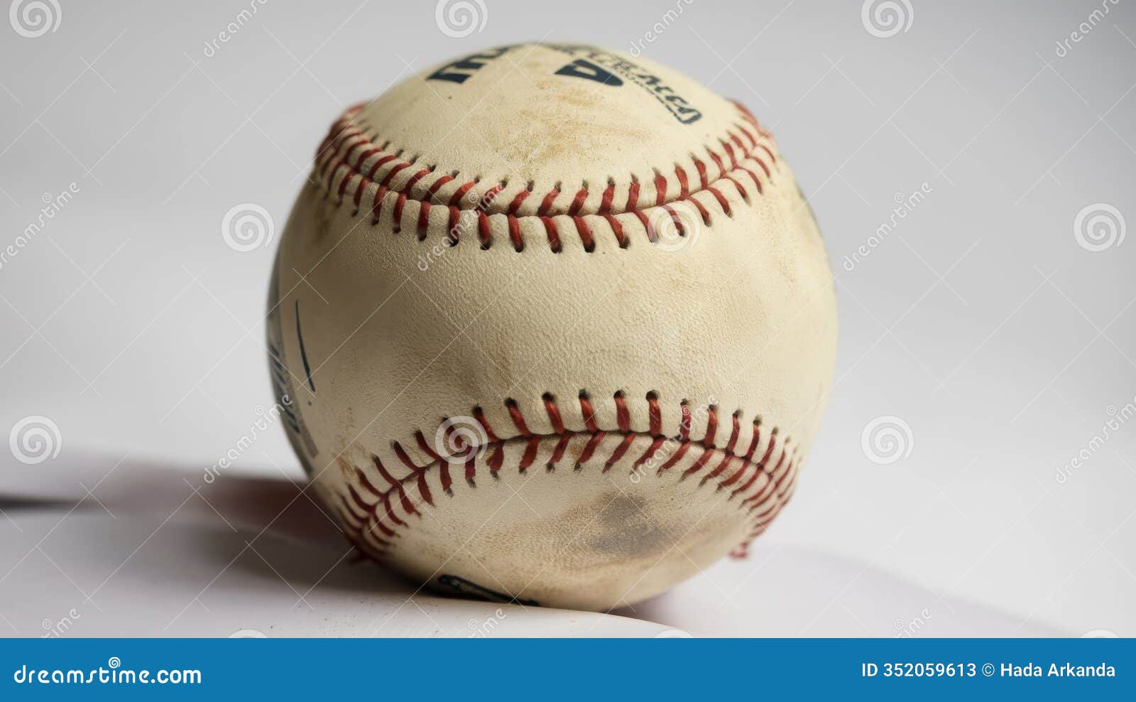 Curved Red Stitching on a Baseball with Space for Text on White Leather ...