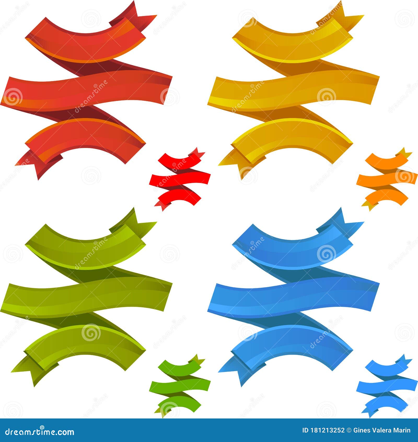 Curved Ribbon in Various Colors and Styles Stock Illustration ...