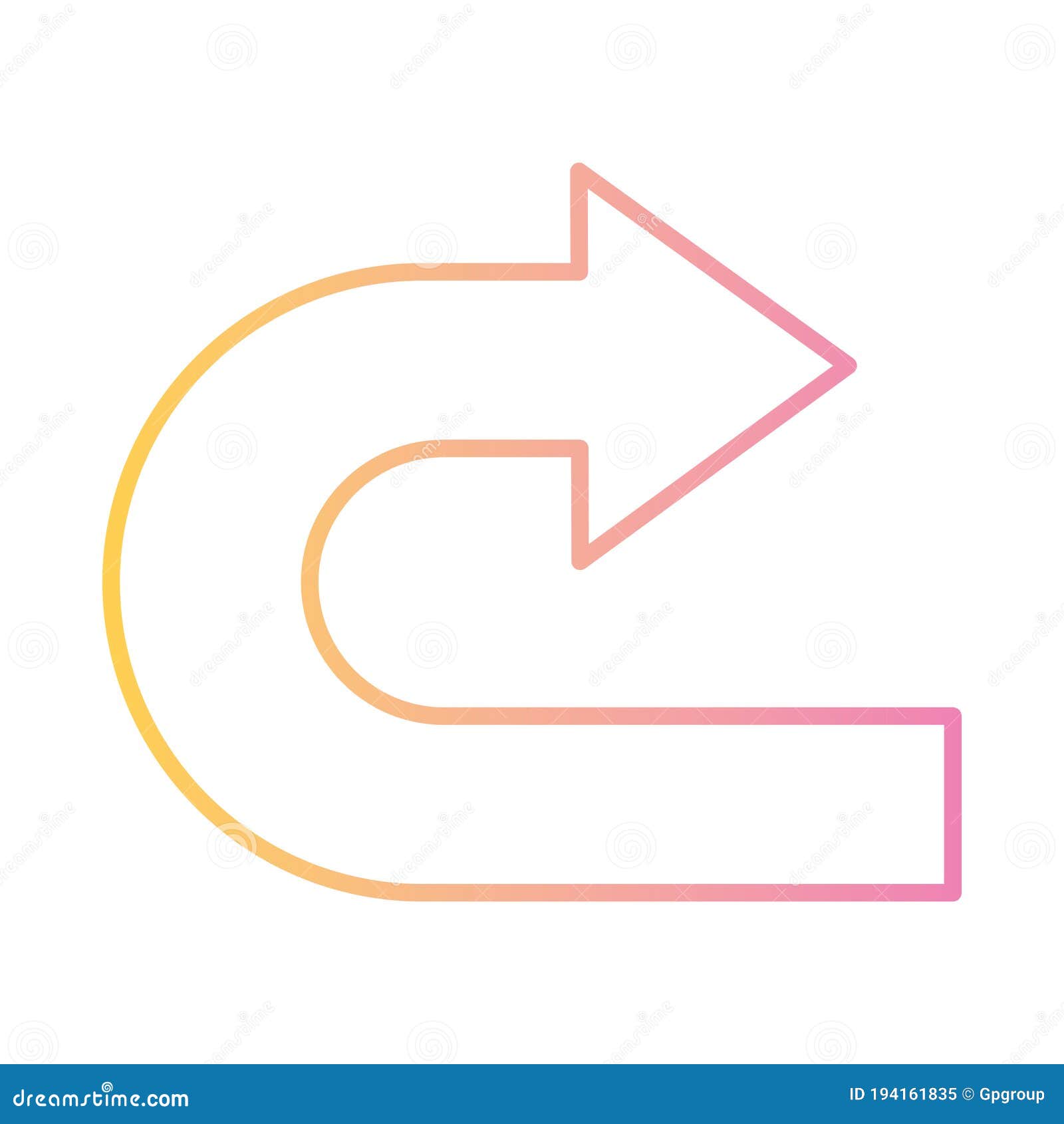 Curved Right Arrow Gradient Style Icon Vector Design Stock Vector ...