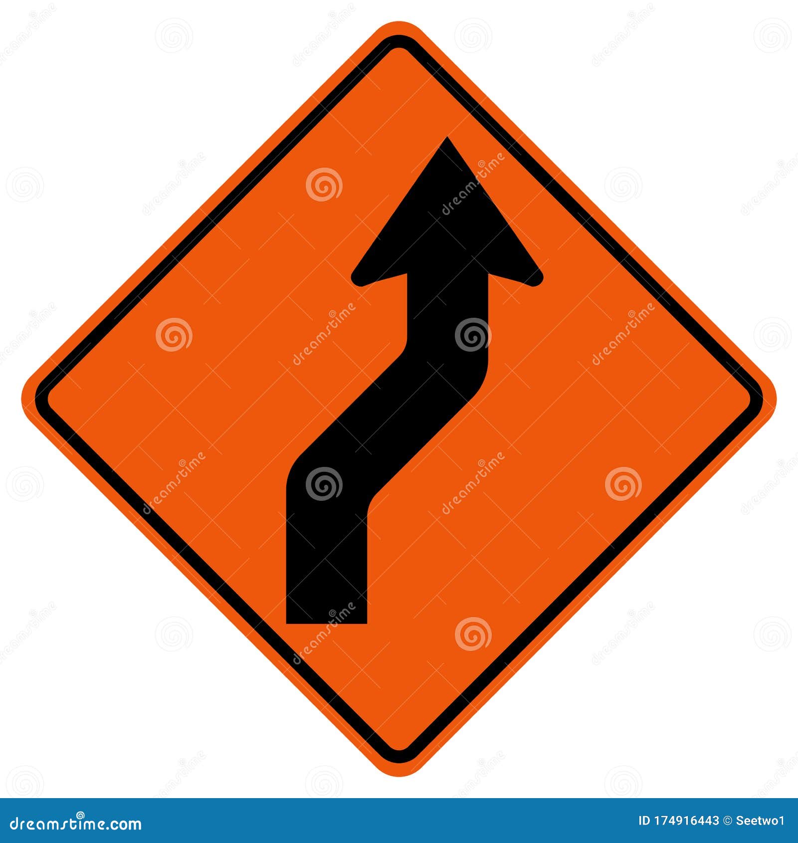 Curved Right Traffic Road Symbol Sign Isolate on White Background ...