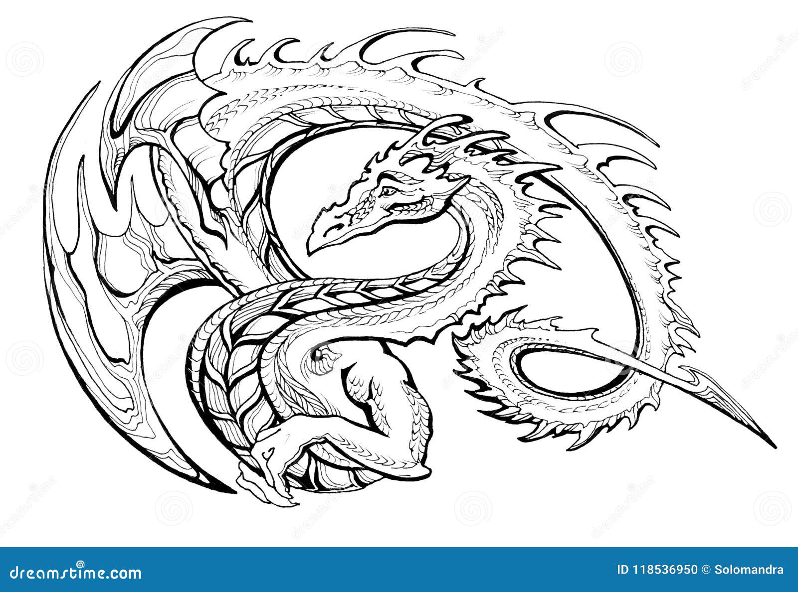 Winged Dragon Spewing Flame - Vector Silhouette Picture For Logo Or ...