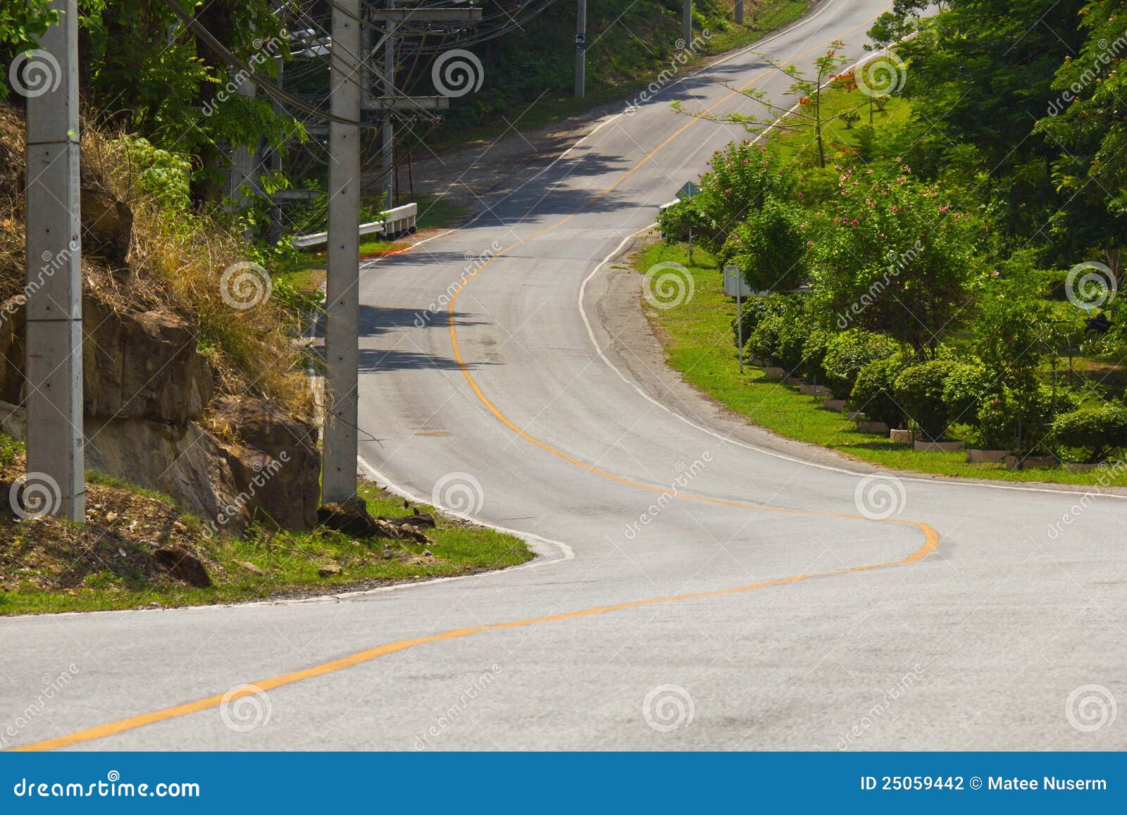 Curved road stock photo. Image of curve, hill, line, route - 25059442