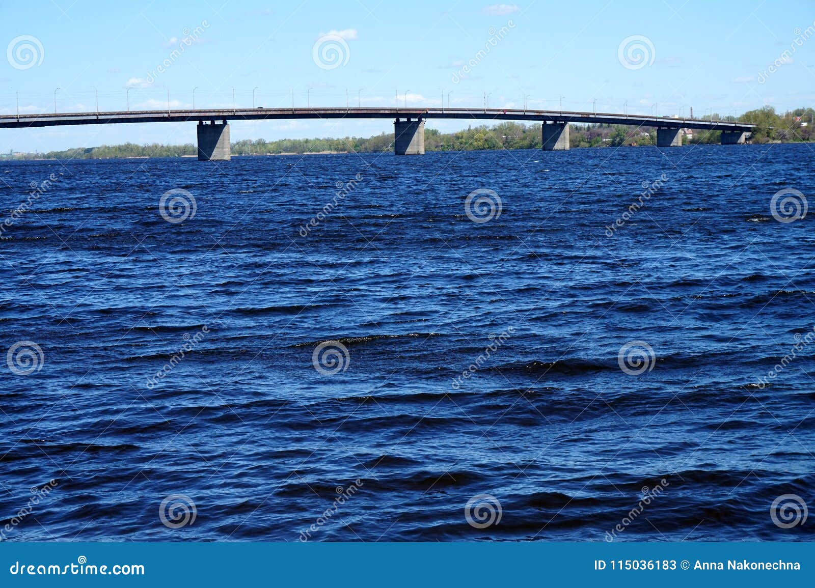 Curved Road Bridge Across the Wide River Stock Image - Image of bridge ...