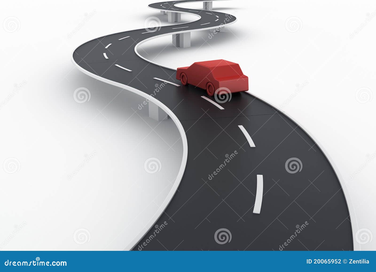 Curved Road Bridge with a Car Stock Illustration - Illustration of ...