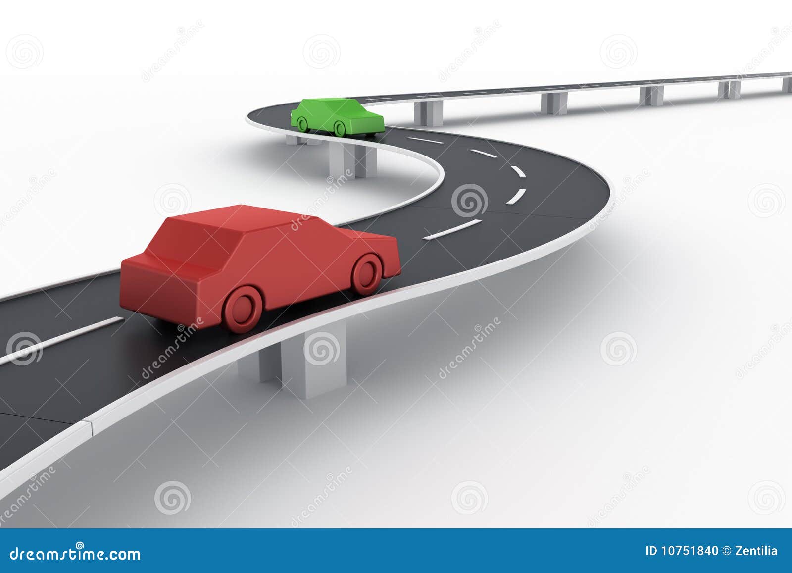 Curved Road Bridge with Cars Stock Illustration - Illustration of ...