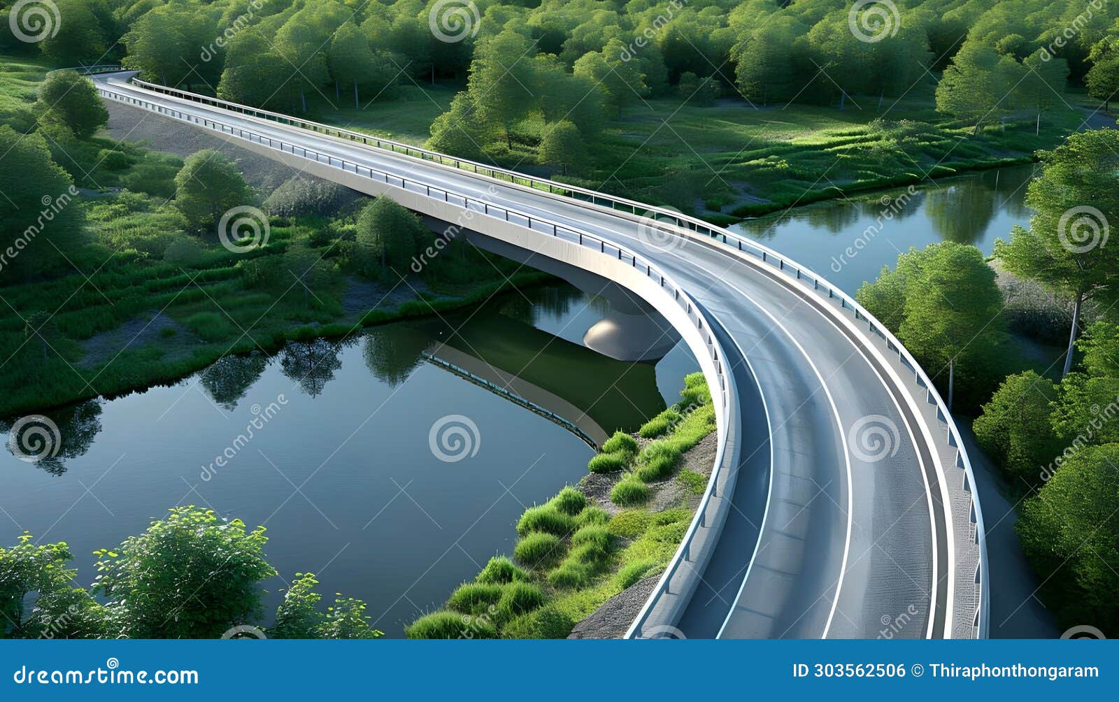 Curved road bridge stock illustration. Illustration of mountains ...