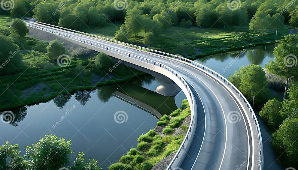 Curved road bridge stock illustration. Illustration of mountains ...