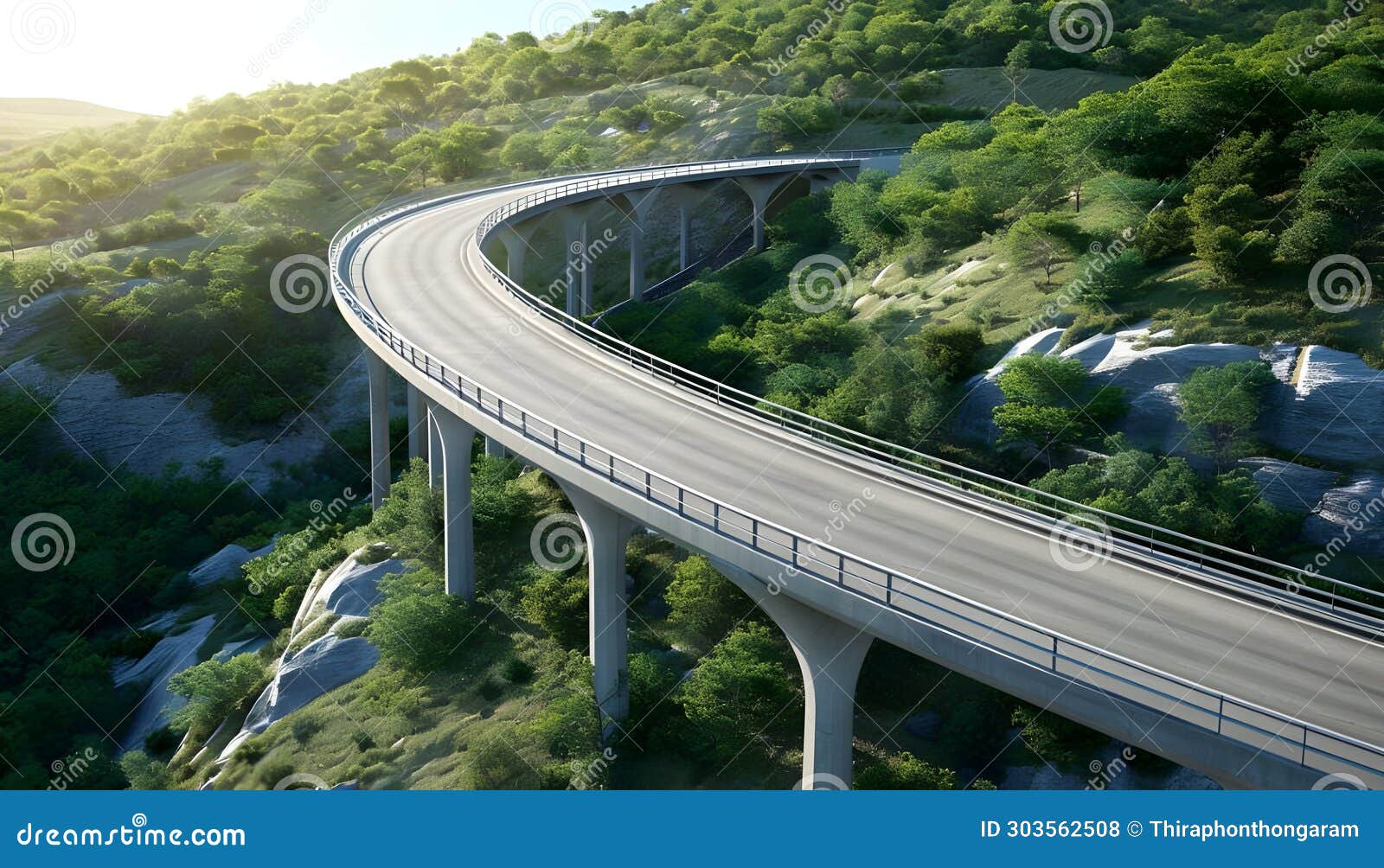 Curved road bridge stock illustration. Illustration of mountain - 303562508