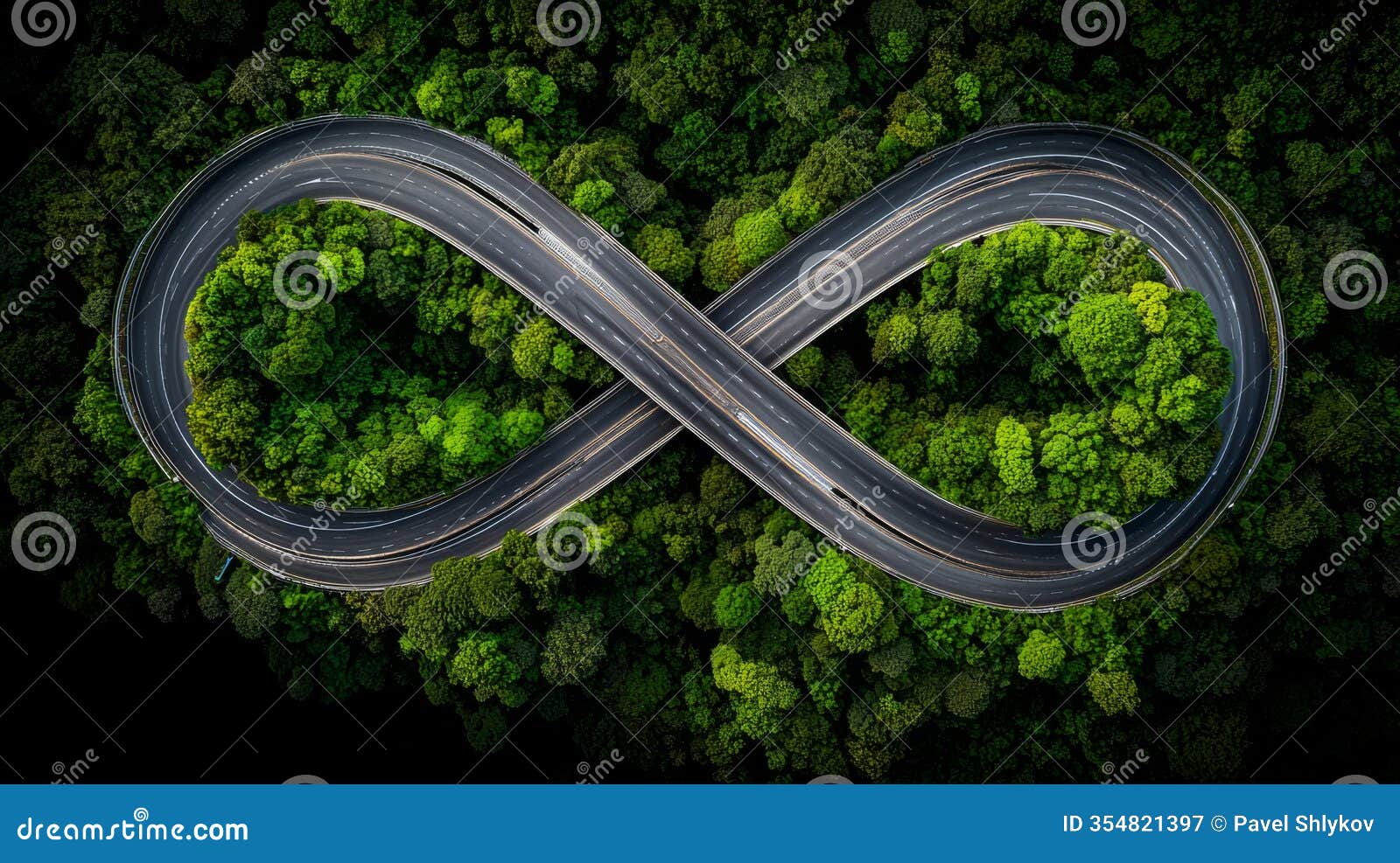 Curved Road Creates an Infinity Symbol Amidst Lush Green Forest ...