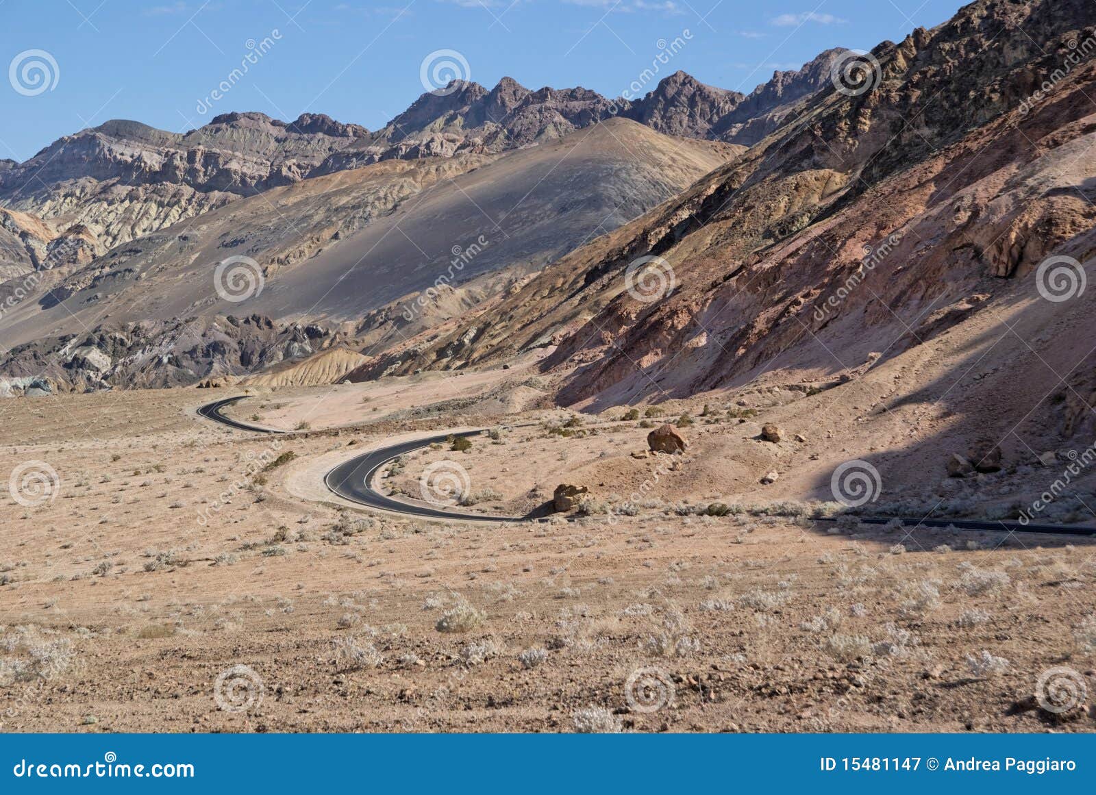 Curved Road in Death Valley Desert Stock Image - Image of curves ...