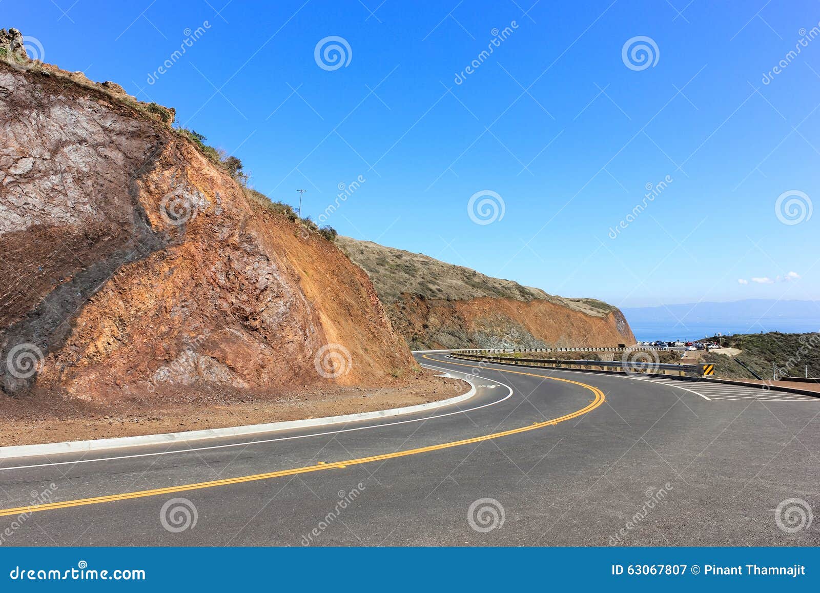 Curved road on the hill. stock image. Image of beautiful - 63067807
