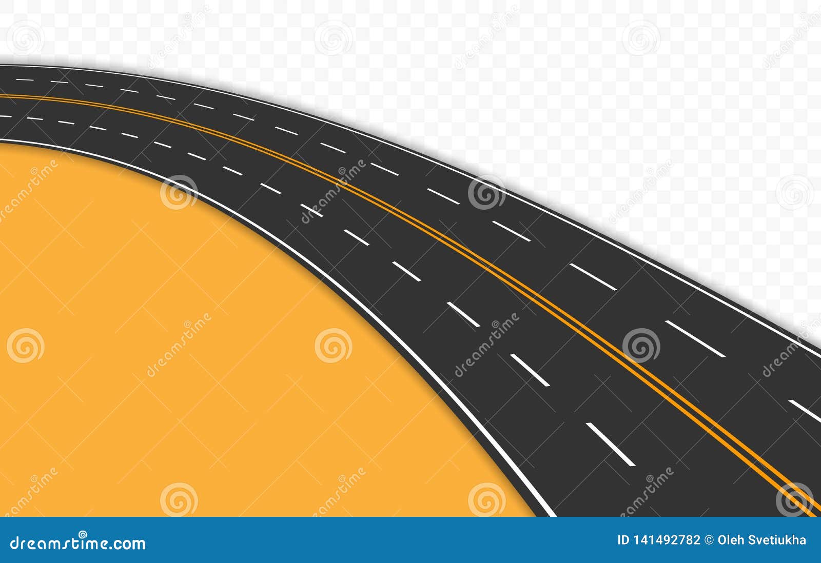 Curved Road with Markings. Vector Illustration Stock Vector ...