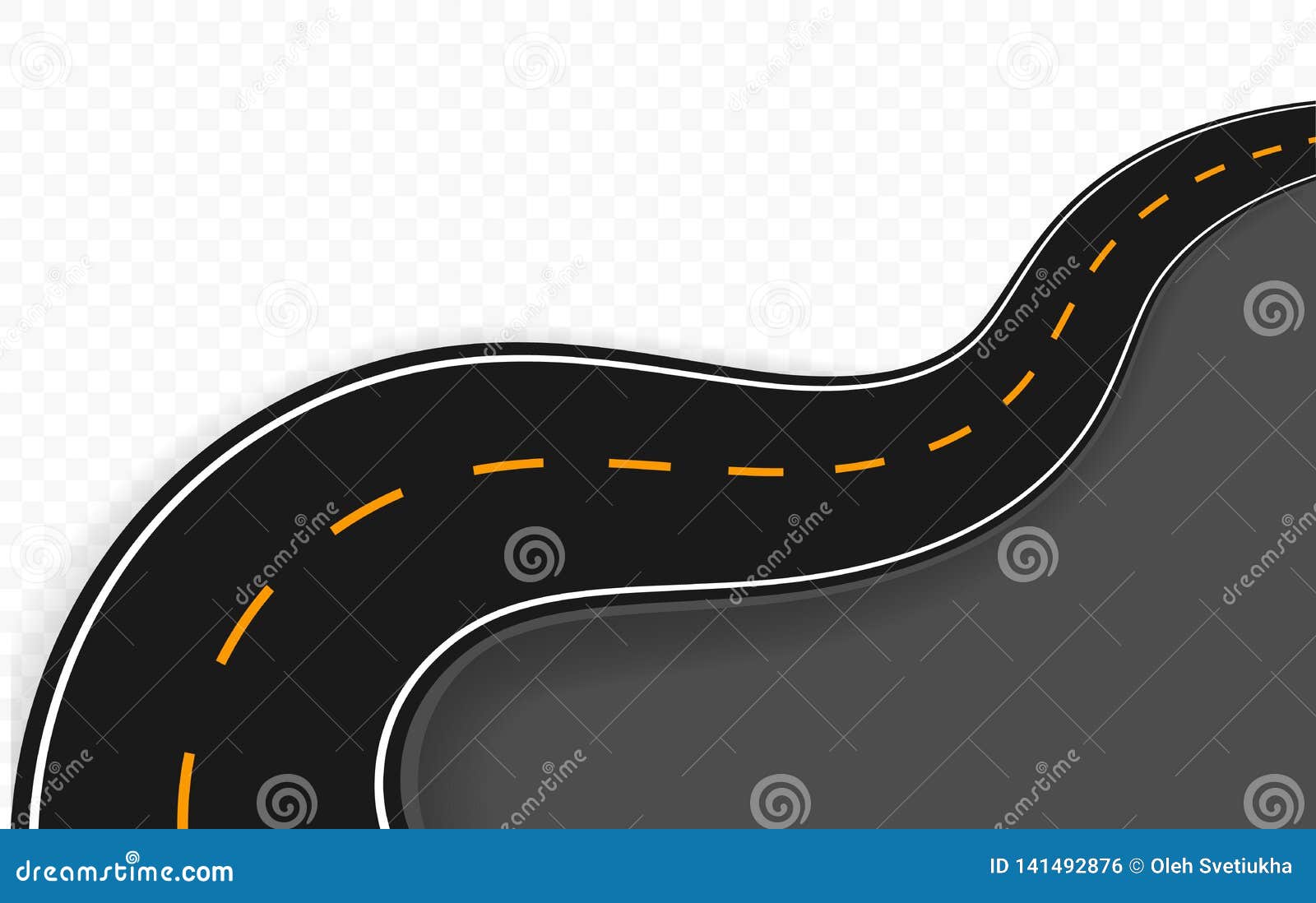 Curved Road with Markings. Vector Illustration Stock Vector ...