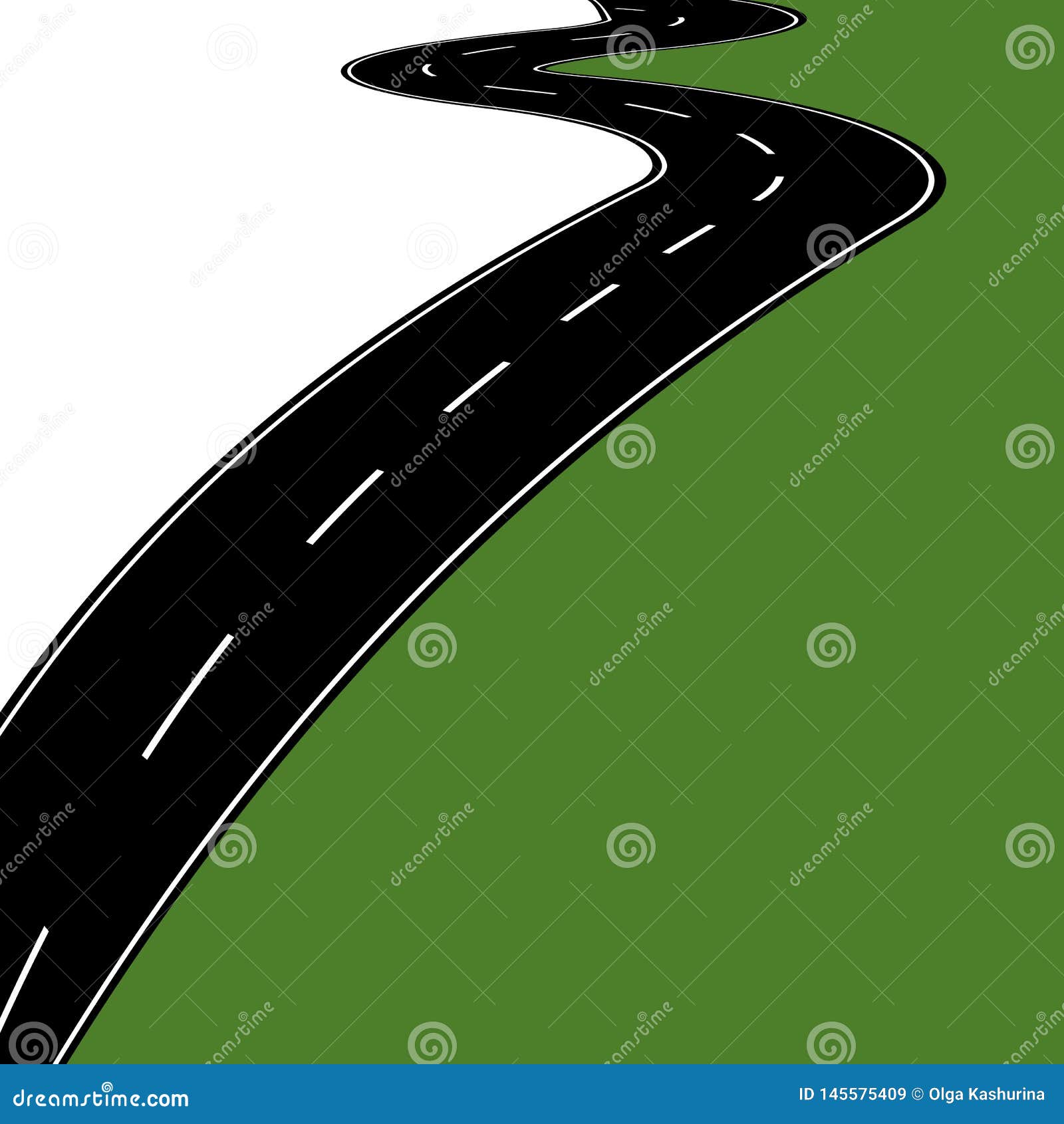 Curved Road with Markings. Vector Stock Vector - Illustration of route ...