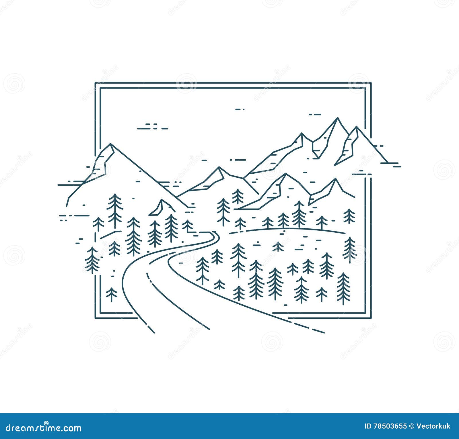 Curved Road in Mountain Range among the Trees. Stock Vector ...