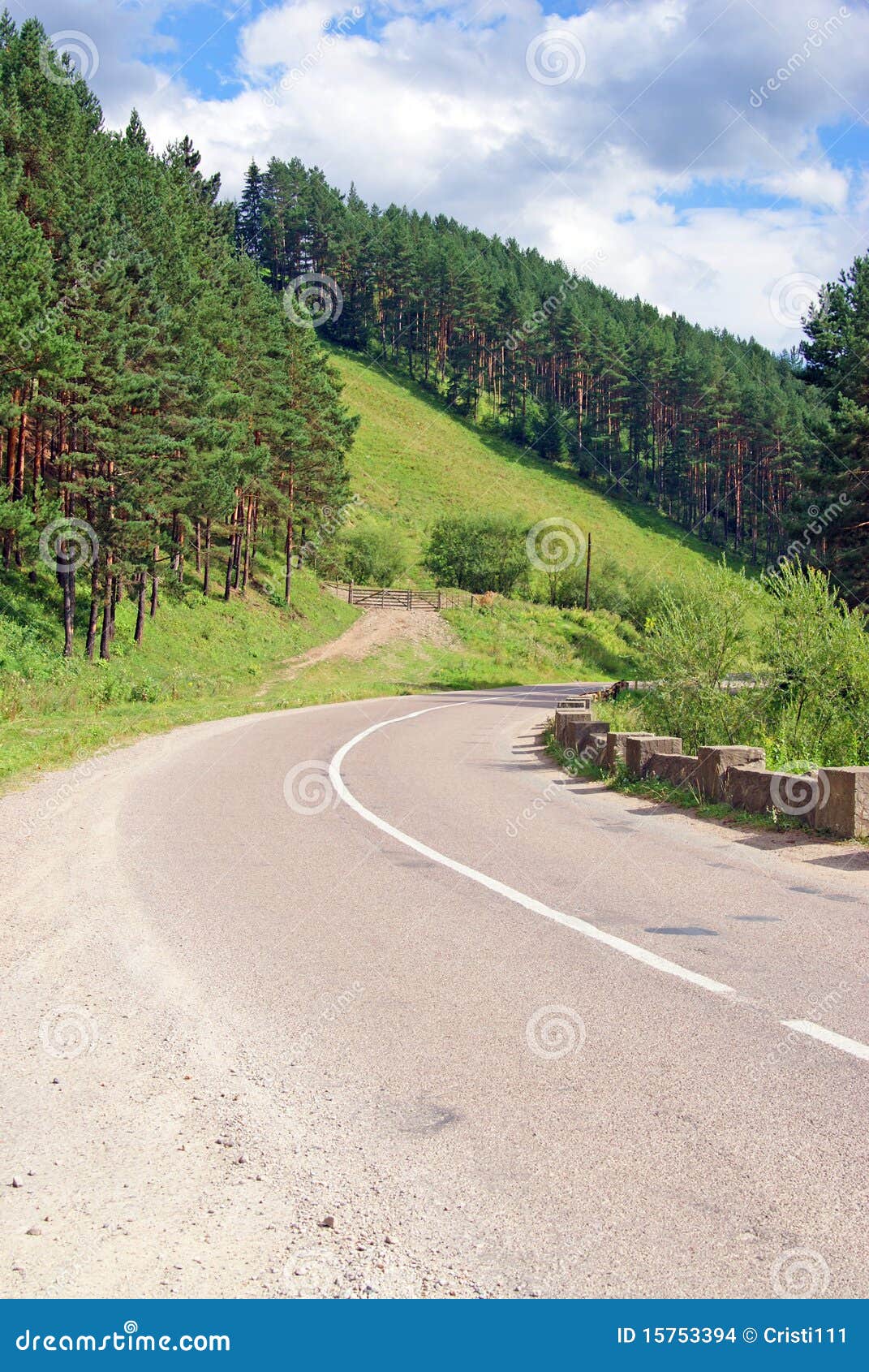 Curved road in mountains stock photo. Image of grass - 15753394