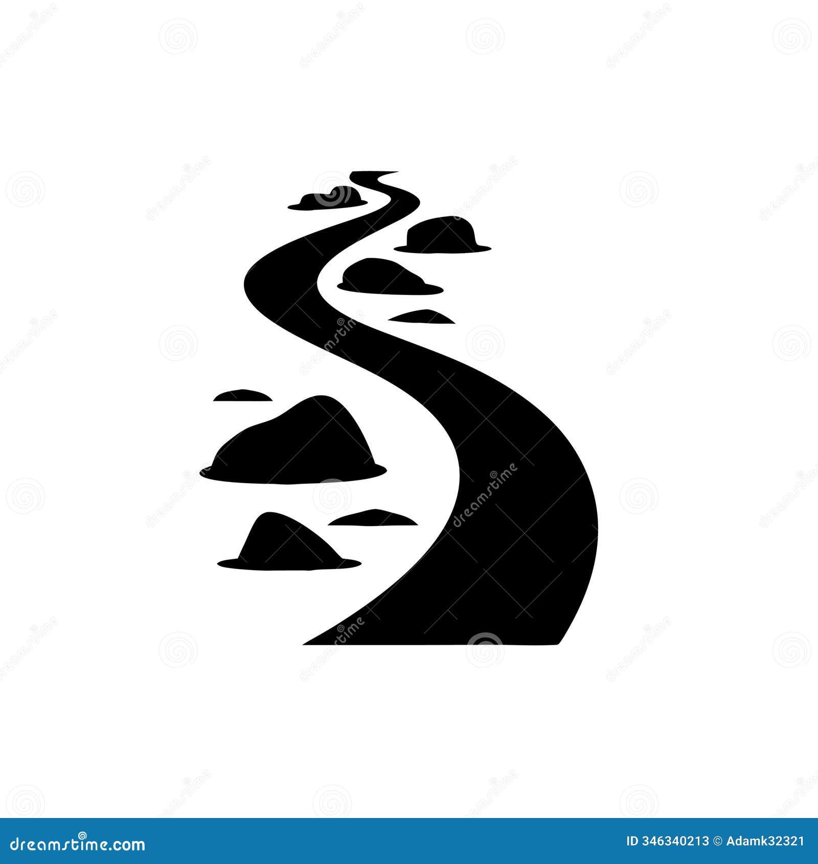 Curved Road and Rocks Vector Illustration for Pathway Journey Concept ...