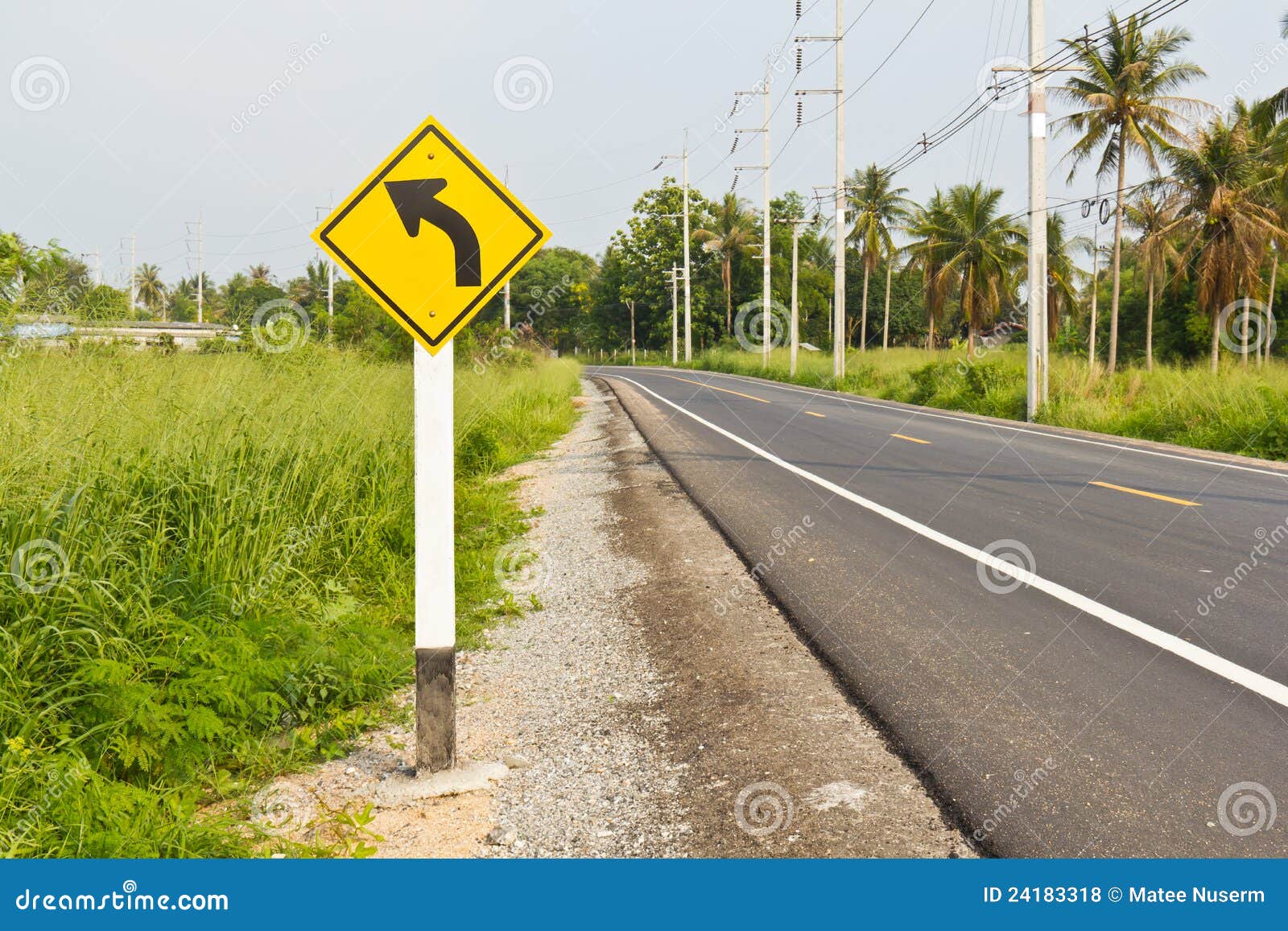 Curved road signpost stock photo. Image of lane, tranquil - 24183318