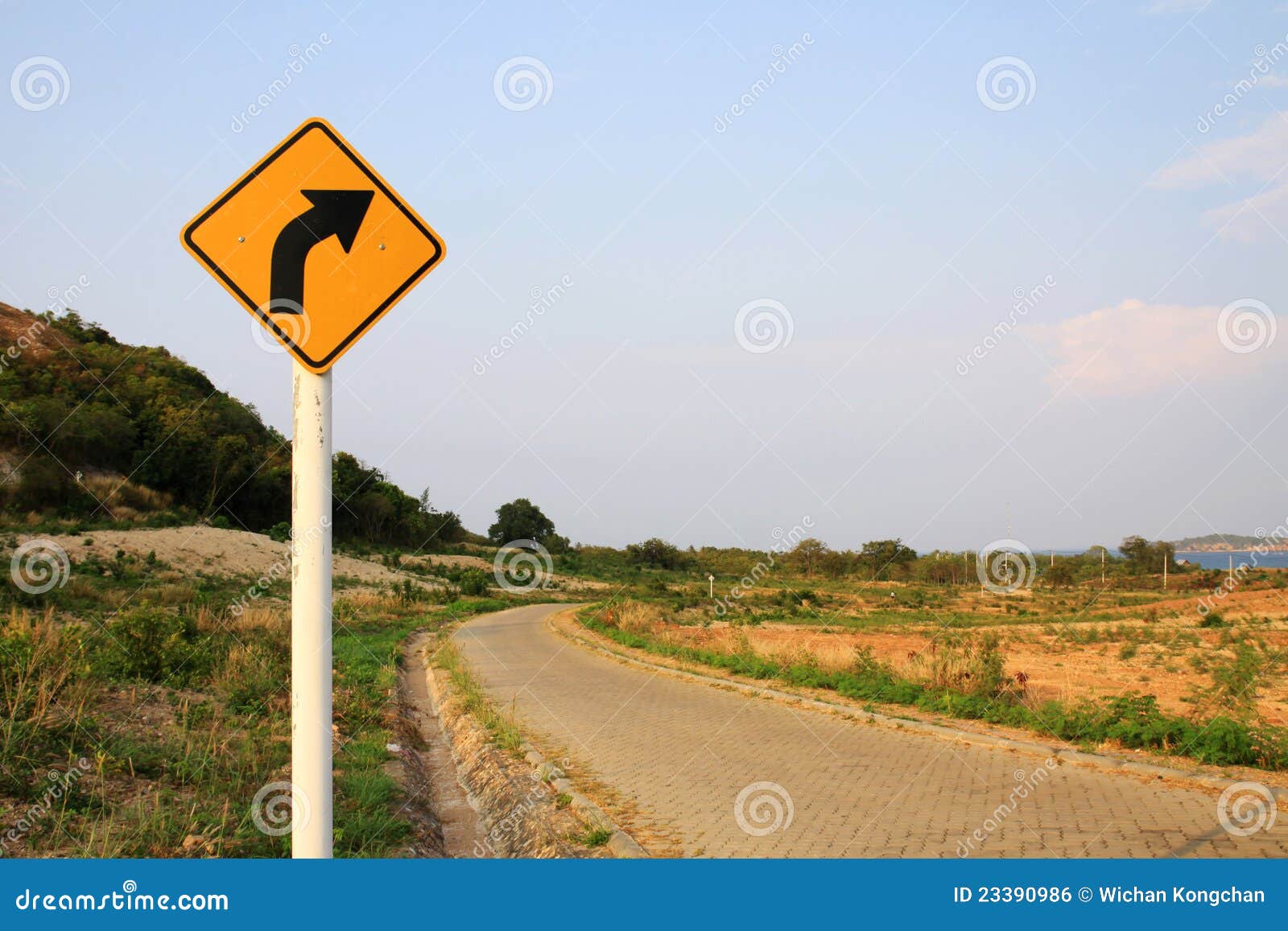 Curved Road Traffic Sign Royalty-Free Stock Image | CartoonDealer.com ...
