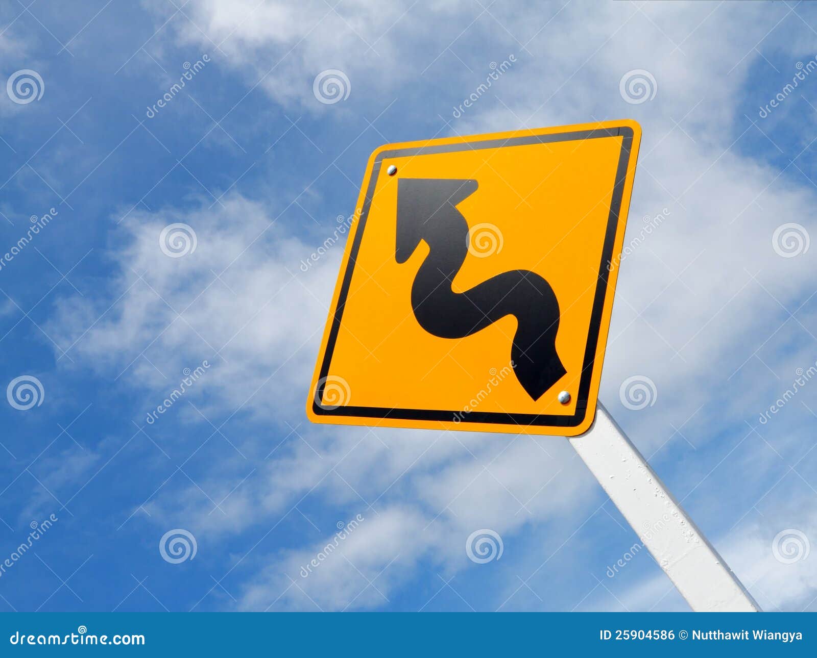 Curved Road Traffic Sign stock photo. Image of street - 25904586