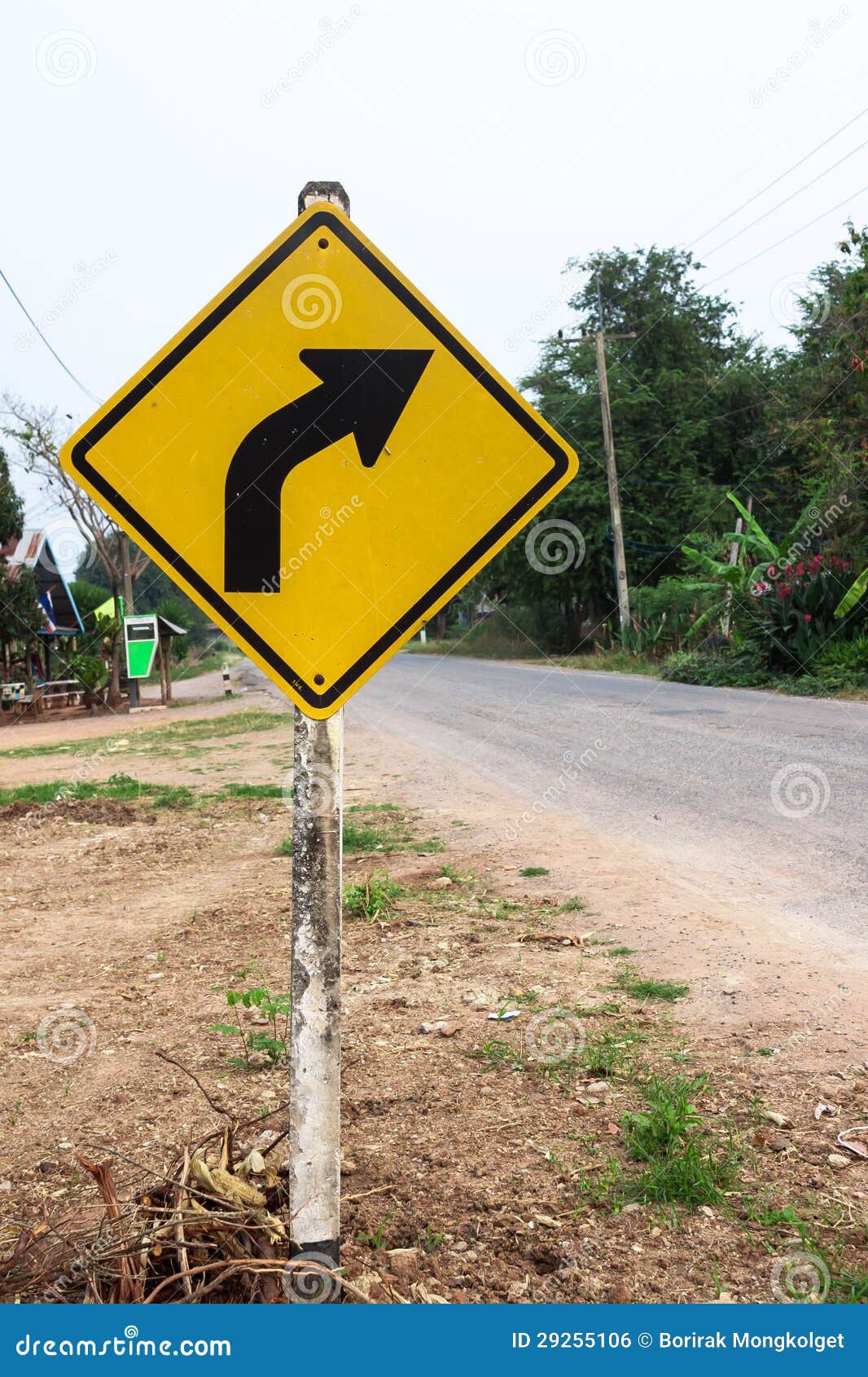 Curved Road Traffic Sign on the Road Stock Photo - Image of concept ...