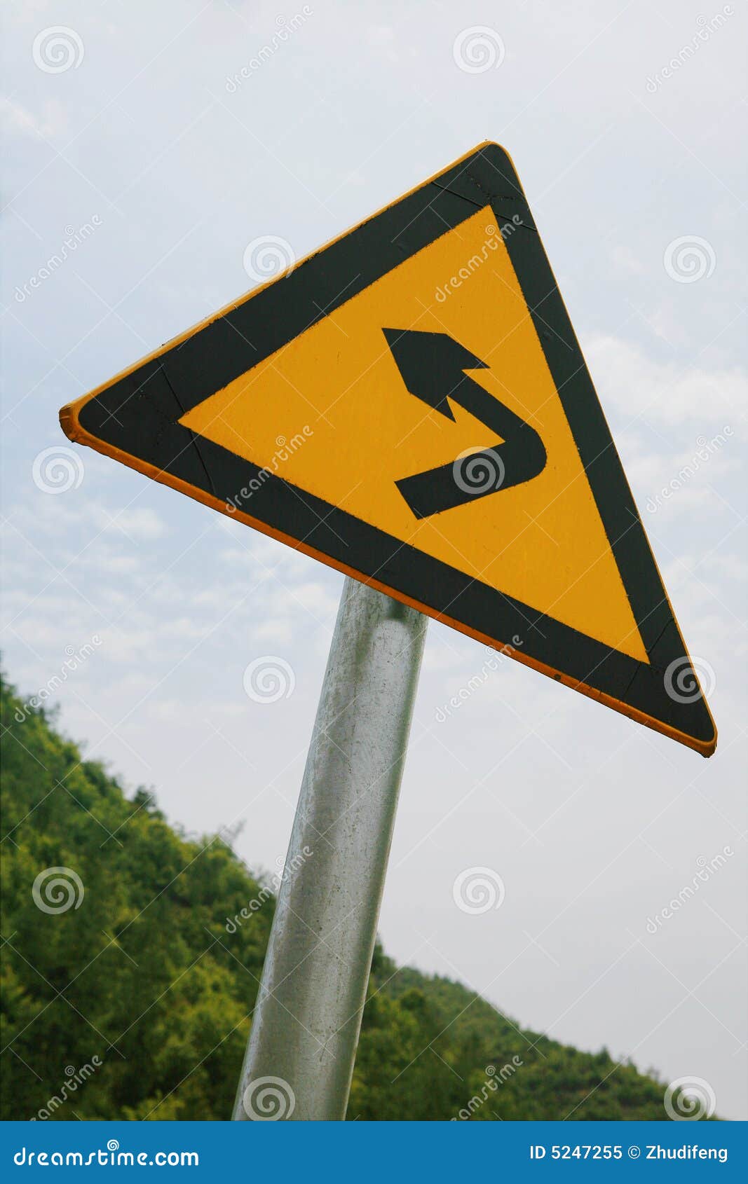 Curved Road Traffic Sign on Road Stock Image - Image of path, change ...
