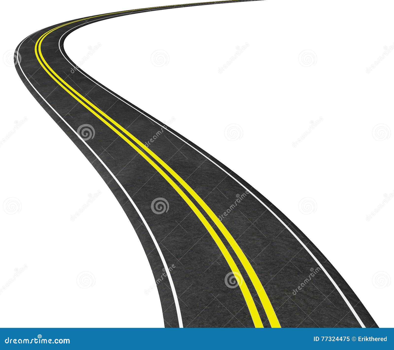 Curved Road on White 3D Illustration Stock Illustration - Illustration ...