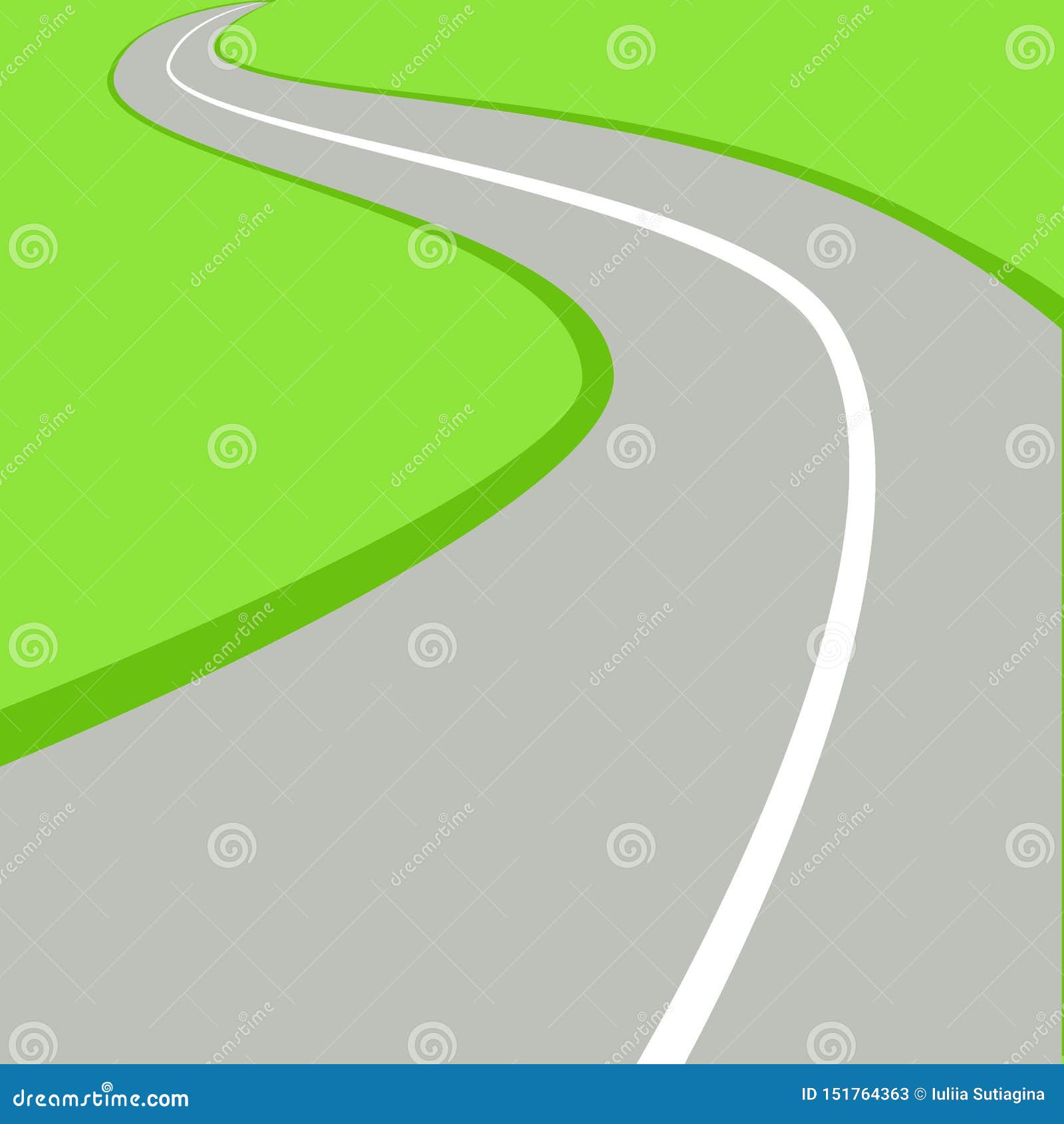 Curved Road with White Marking. Vector Illustration Stock Illustration ...