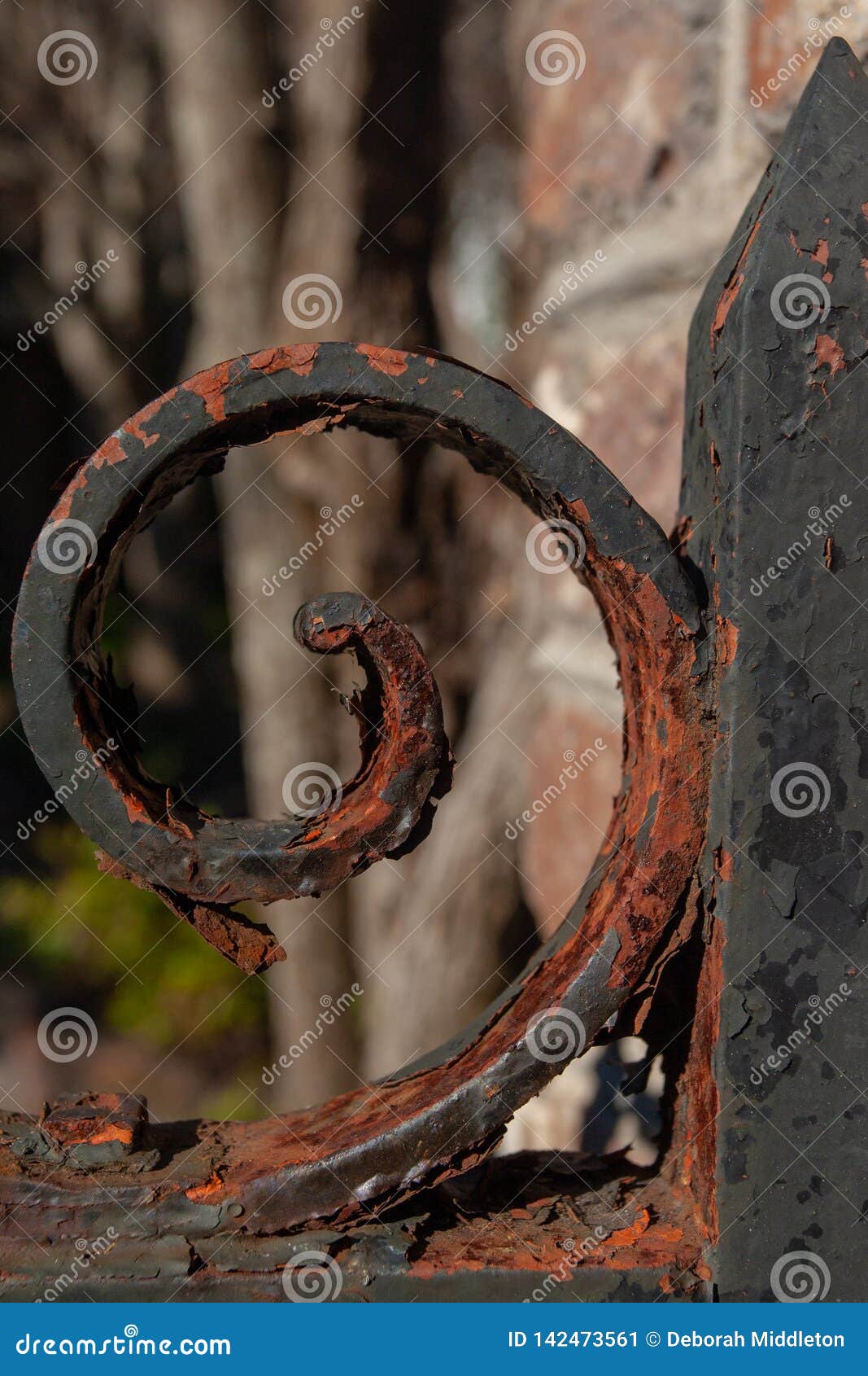 Curved Rusted Wrought Iron Post Stock Image - Image of metal, rust ...