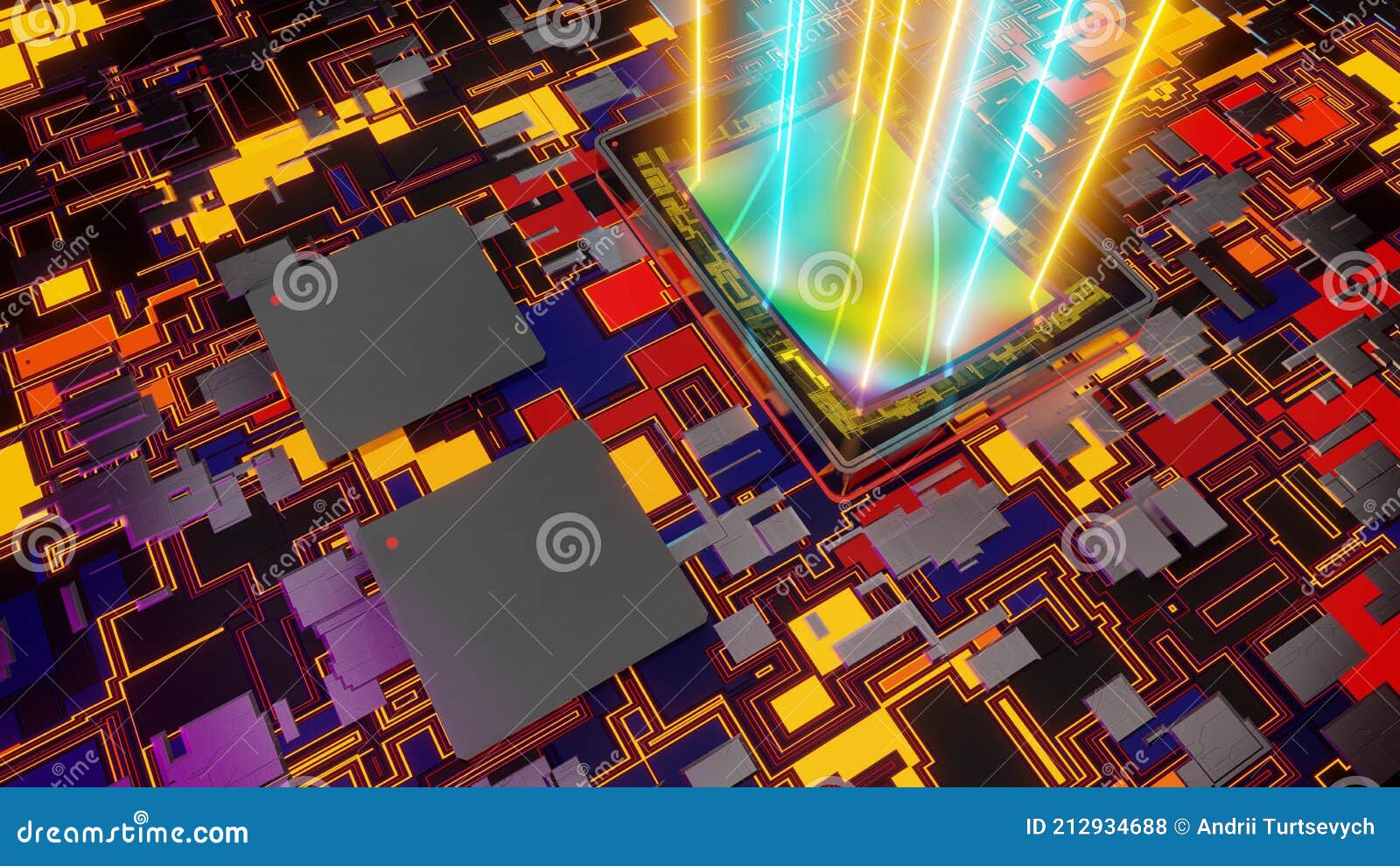 Curved Sensor for Digital Camera on PCB, Prototype 3D Rendering Stock ...