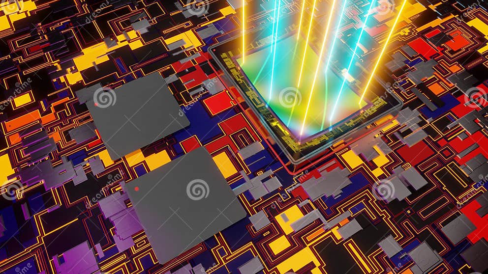 Curved Sensor for Digital Camera on PCB, Prototype 3D Rendering Stock ...