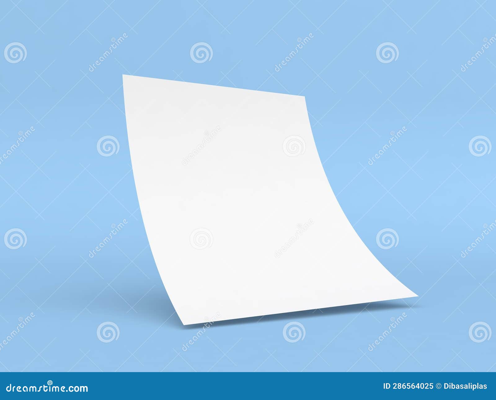 Curved Sheet of A4 Paper on a Blue Background. Stock Illustration ...