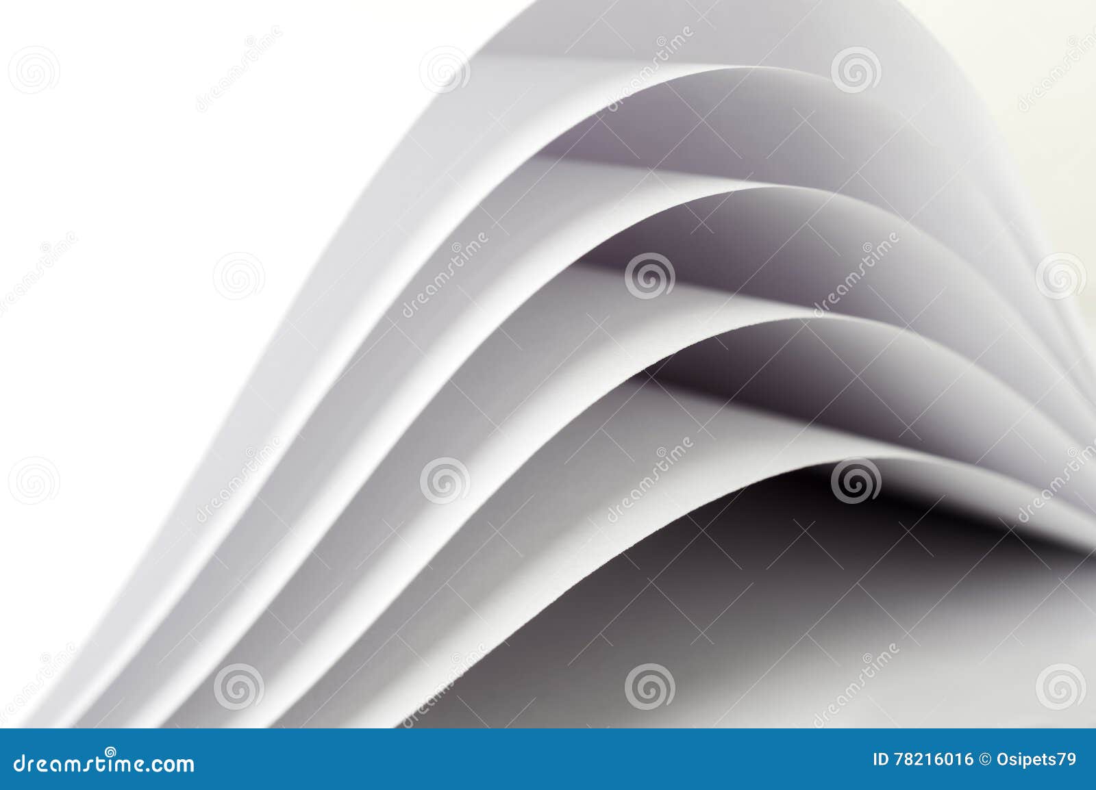 Curved Sheets of White Paper Stock Photo - Image of background, paper ...