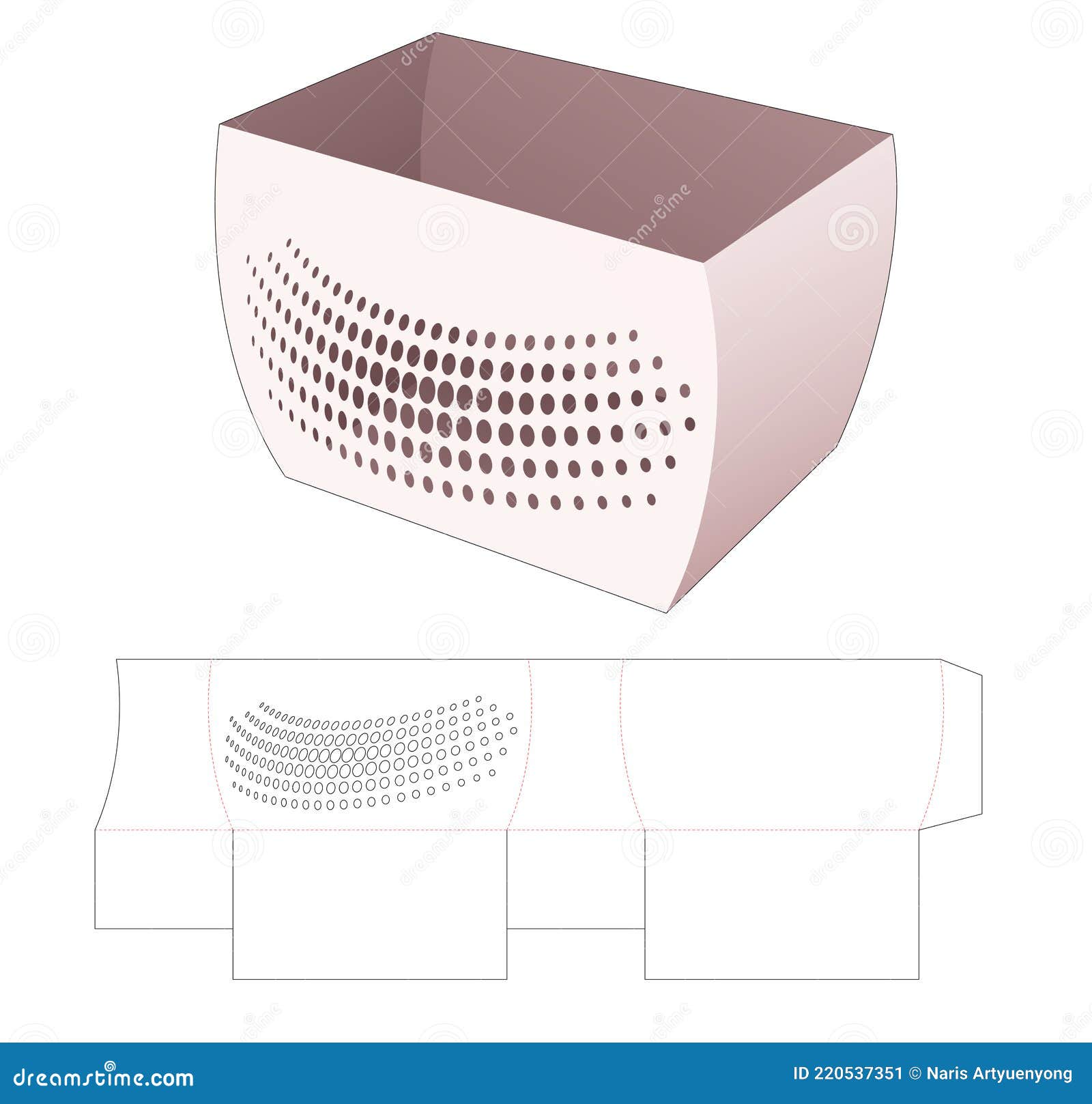 Curved Side Tall Box Die Cut Template Vector Illustration ...