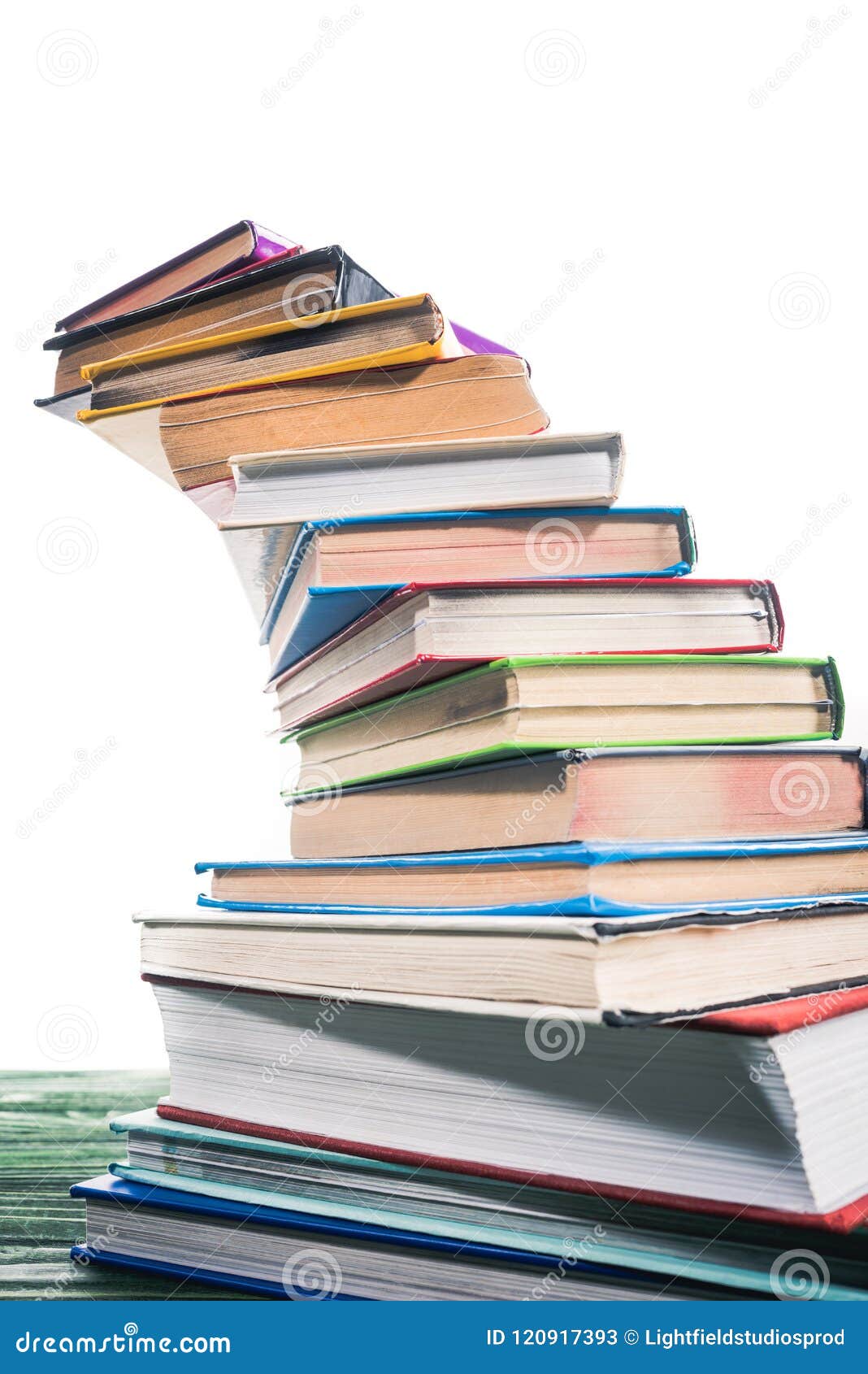 Curved Stack of Colorful Books Stock Image - Image of white, smart ...