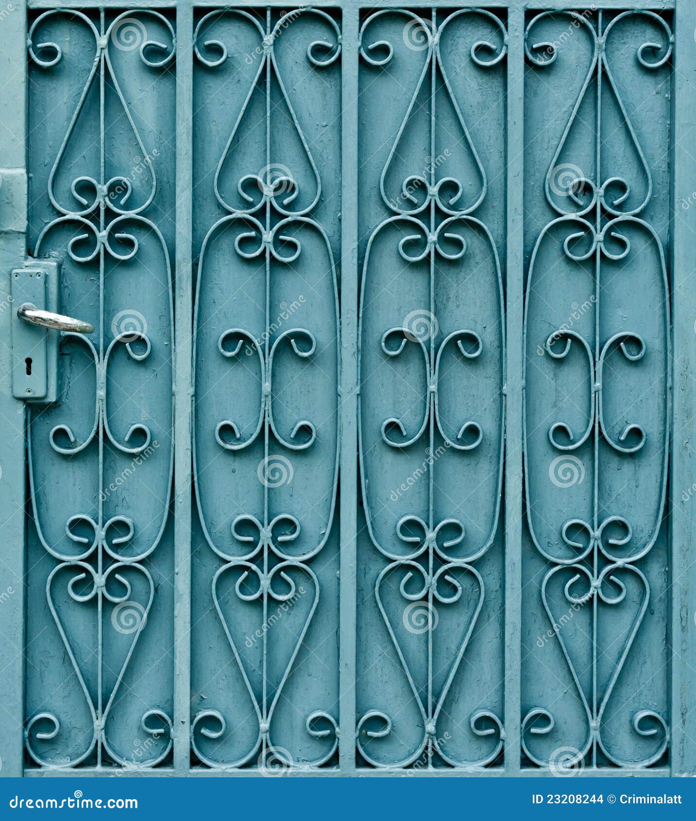 Curved Steel Pattern on Door with Handle Stock Photo - Image of ...
