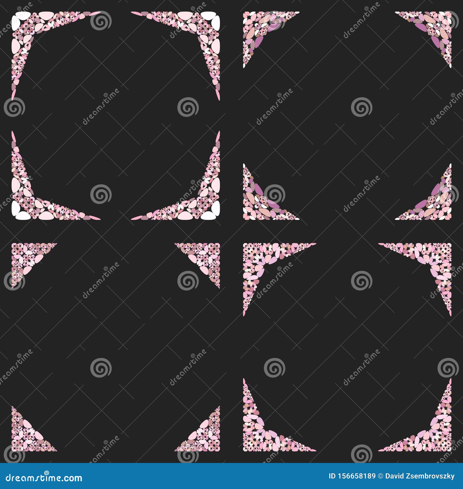 Curved Stone Mosaic Corner Design Set Stock Vector - Illustration of ...